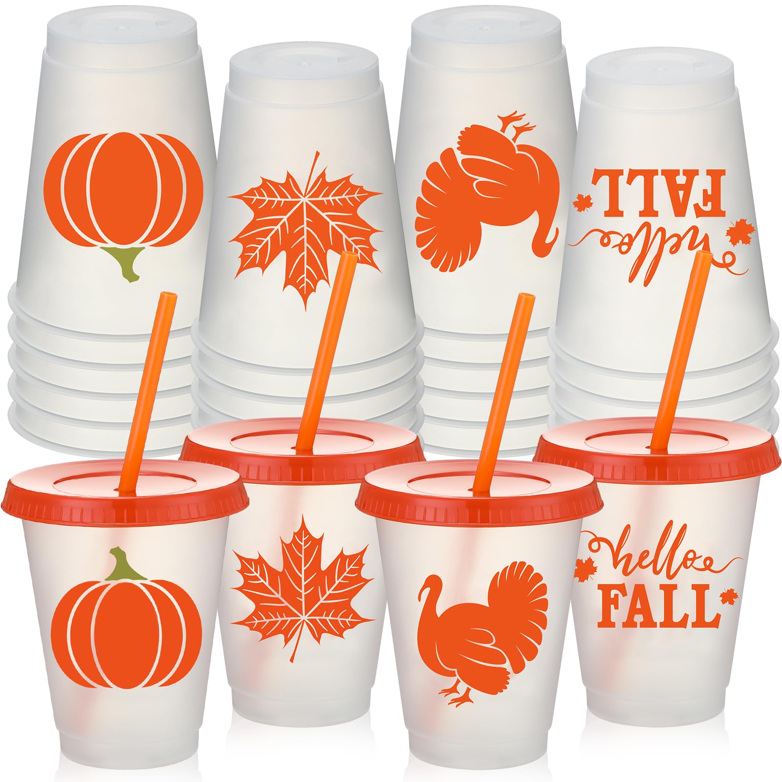 Amazon.com | Suttmin 24 Pcs Thanksgiving Plastic Cups 16 oz Reusable ...