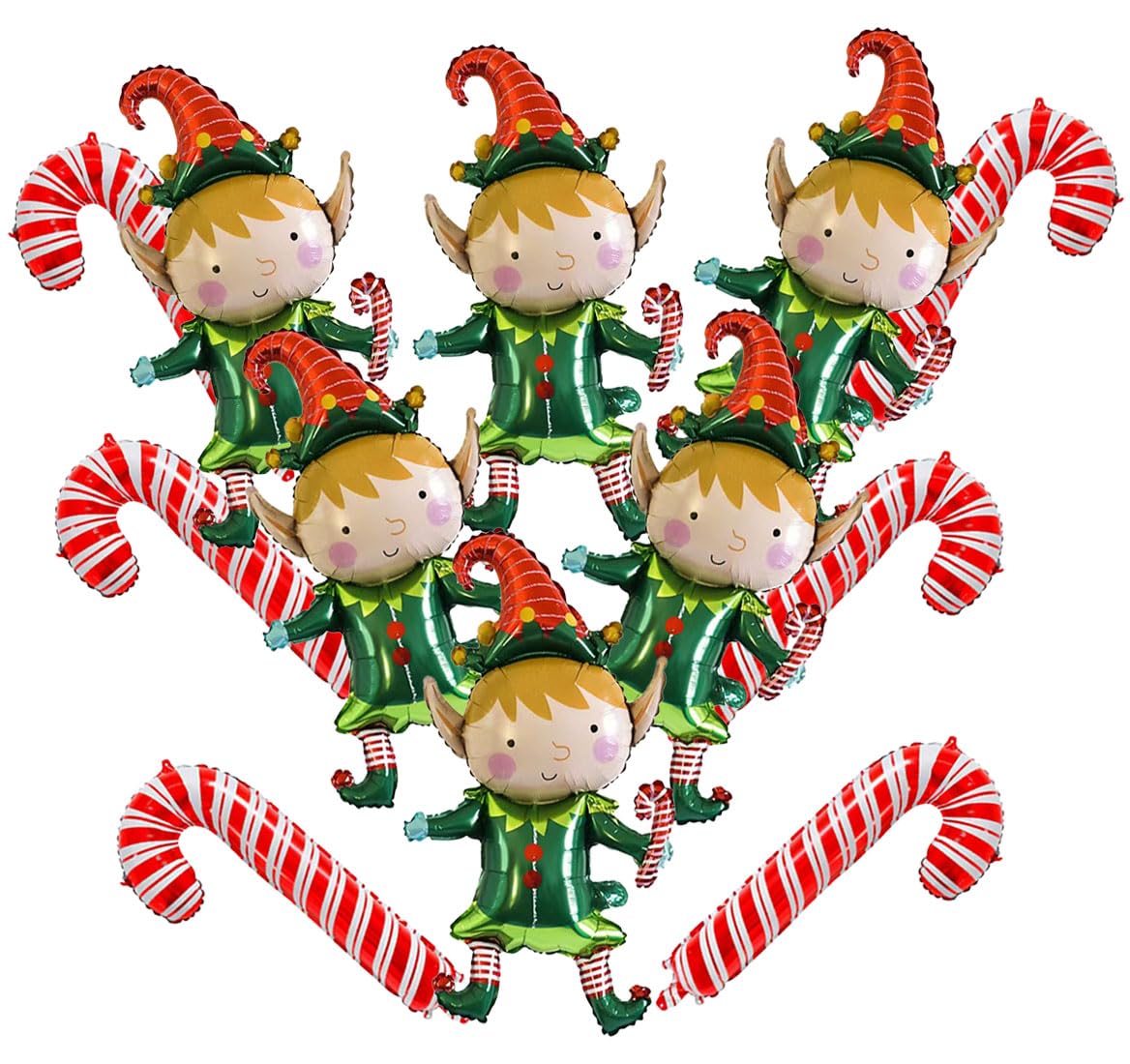 Amazon.com: 12PCS Giant Elf and Candy Cane Christmas Balloons - 38.2 ...