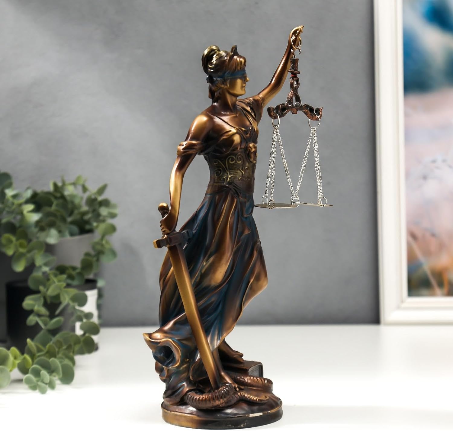 Amazon.com: AEVVV Themis - Goddess of Justice Statue | Bronze-Blue ...