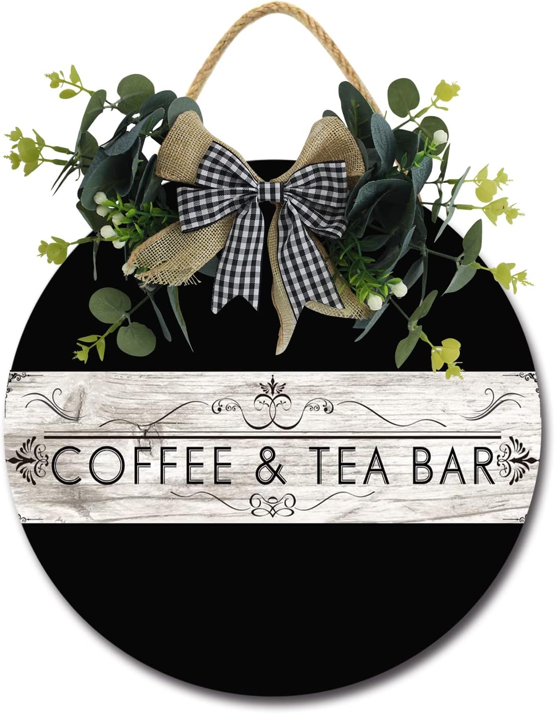 Amazon.com : Coffee & Tea Bar Sign Front Door Porch Decorations, Round ...