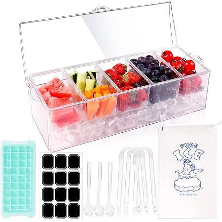 Amazon.com | DI QIU REN 5 Compartment Condiment Server Ice Chilled ...