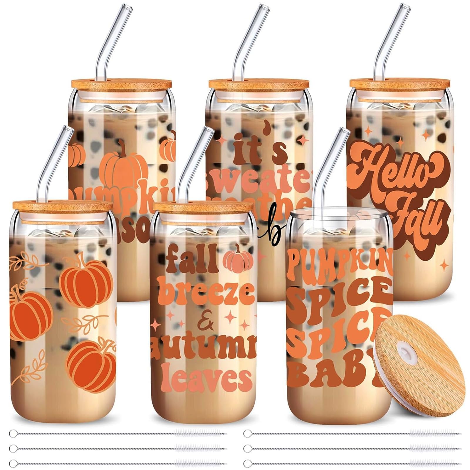 Amazon.com: SiliFine 6 Pcs Thanksgiving Fall Drinking Cups 16 oz ...