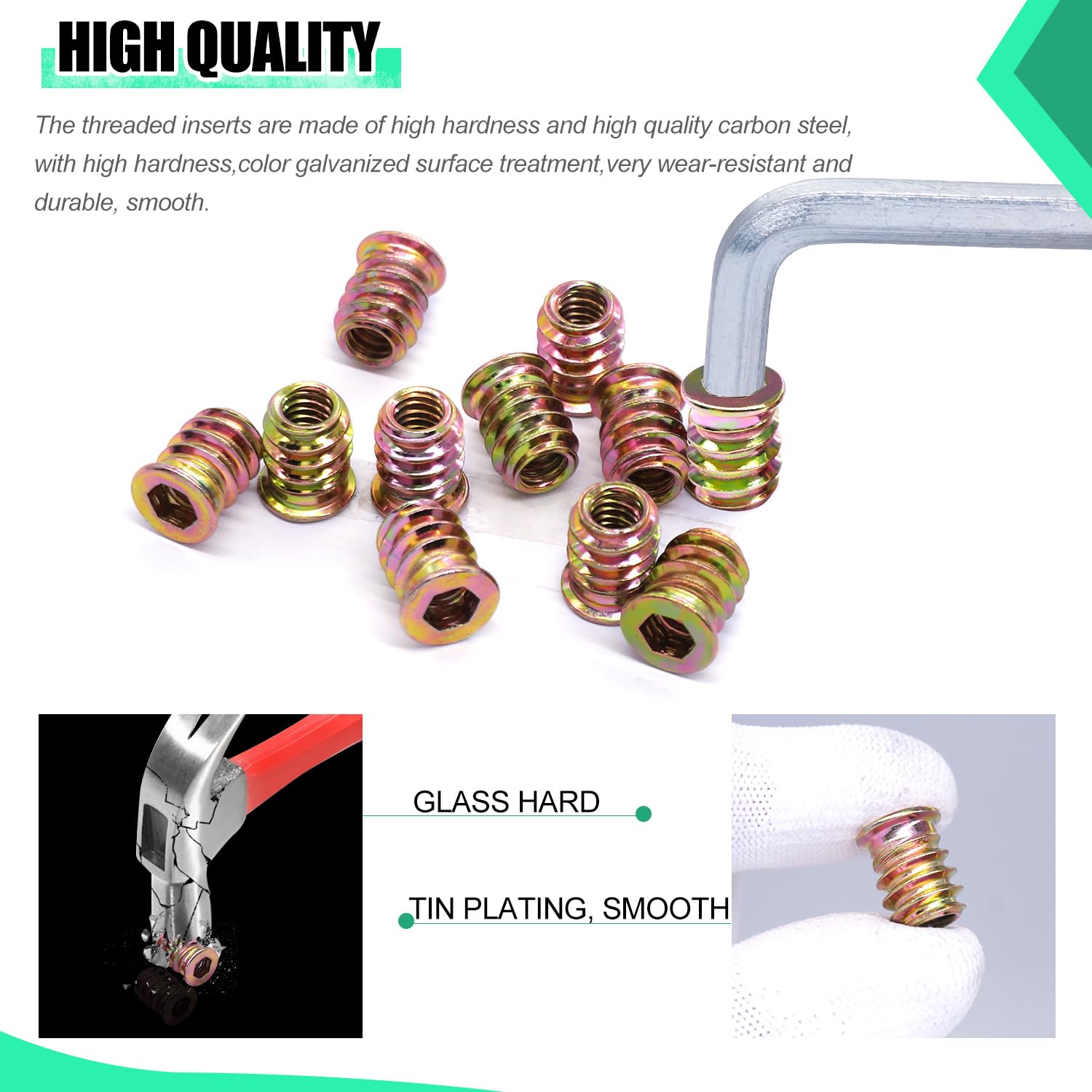 Snapklik.com : Twidec/80PCS 1/4-20 Threaded Inserts For Wood Furniture ...