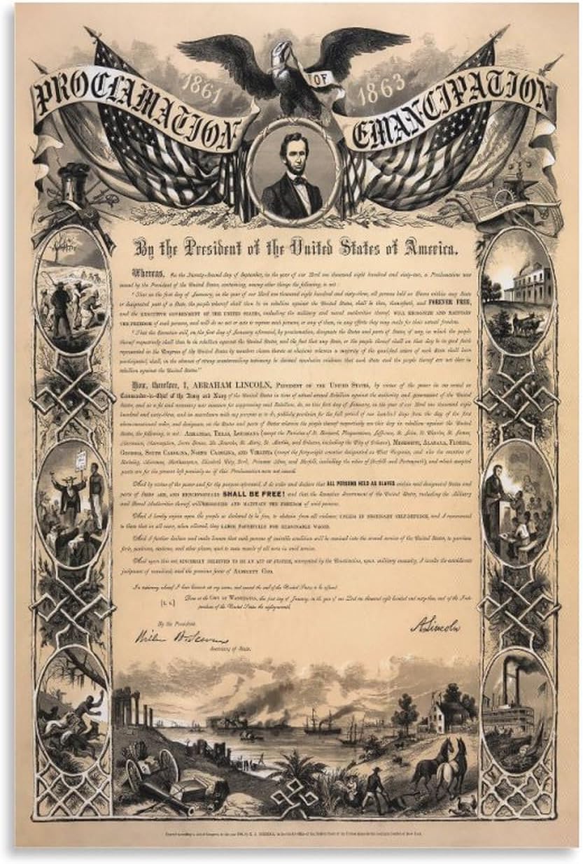Amazon.com: MOJDI Emancipation Proclamation Print Poster Black History ...