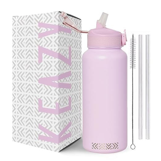 Keazy 1000ml Stainless Steel Sipper Bottle for Adults with Straw, 24 ...
