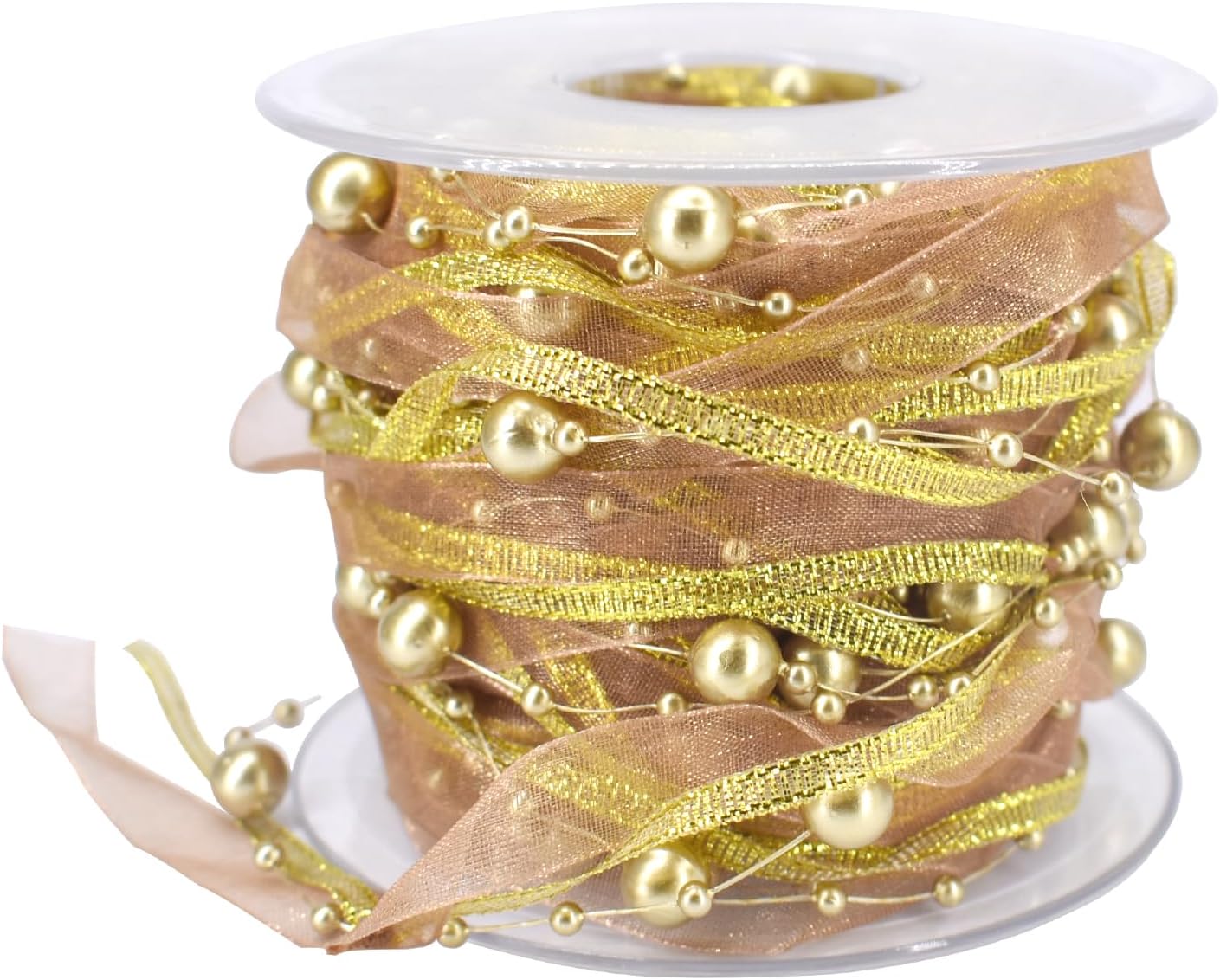 Amazon.com: 11 Yards Pearls String Beads Organza Sheer Chiffon Satin ...