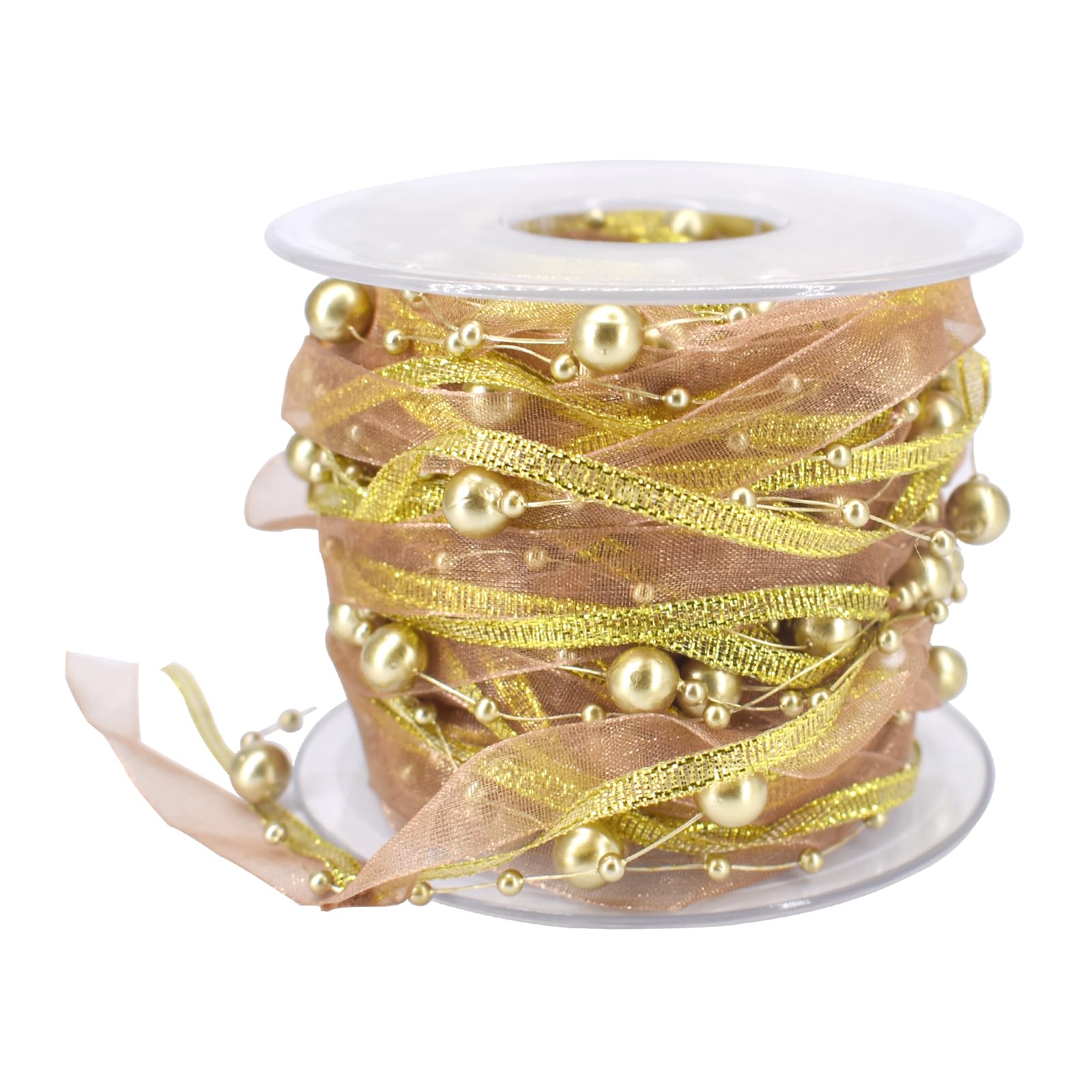Amazon.com: 11 Yards Pearls String Beads Organza Sheer Chiffon Satin ...