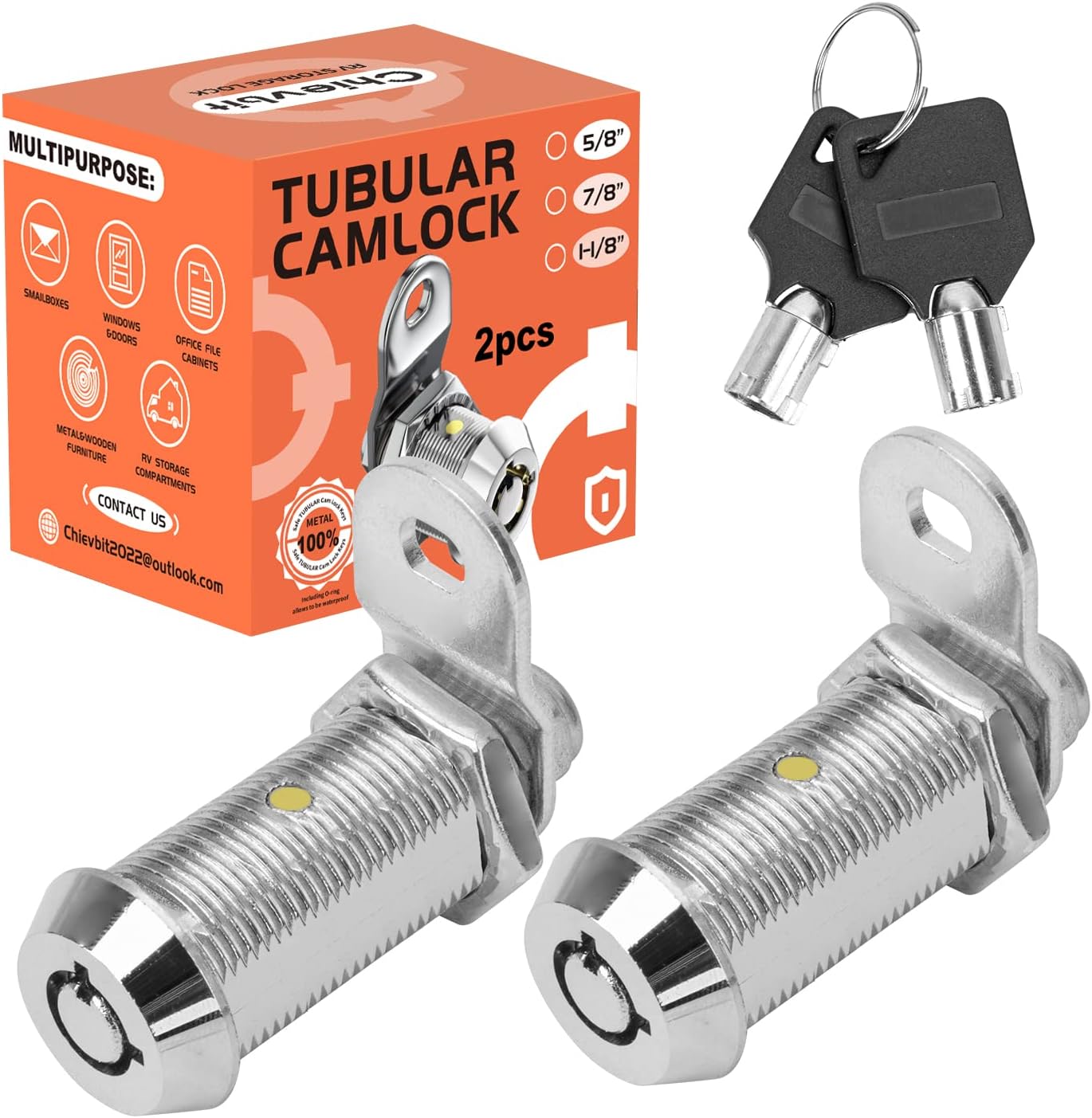 Toolbox Lock with Keys,1-1/8" Tubular Cam Replacement Lock,Hook Cam ...