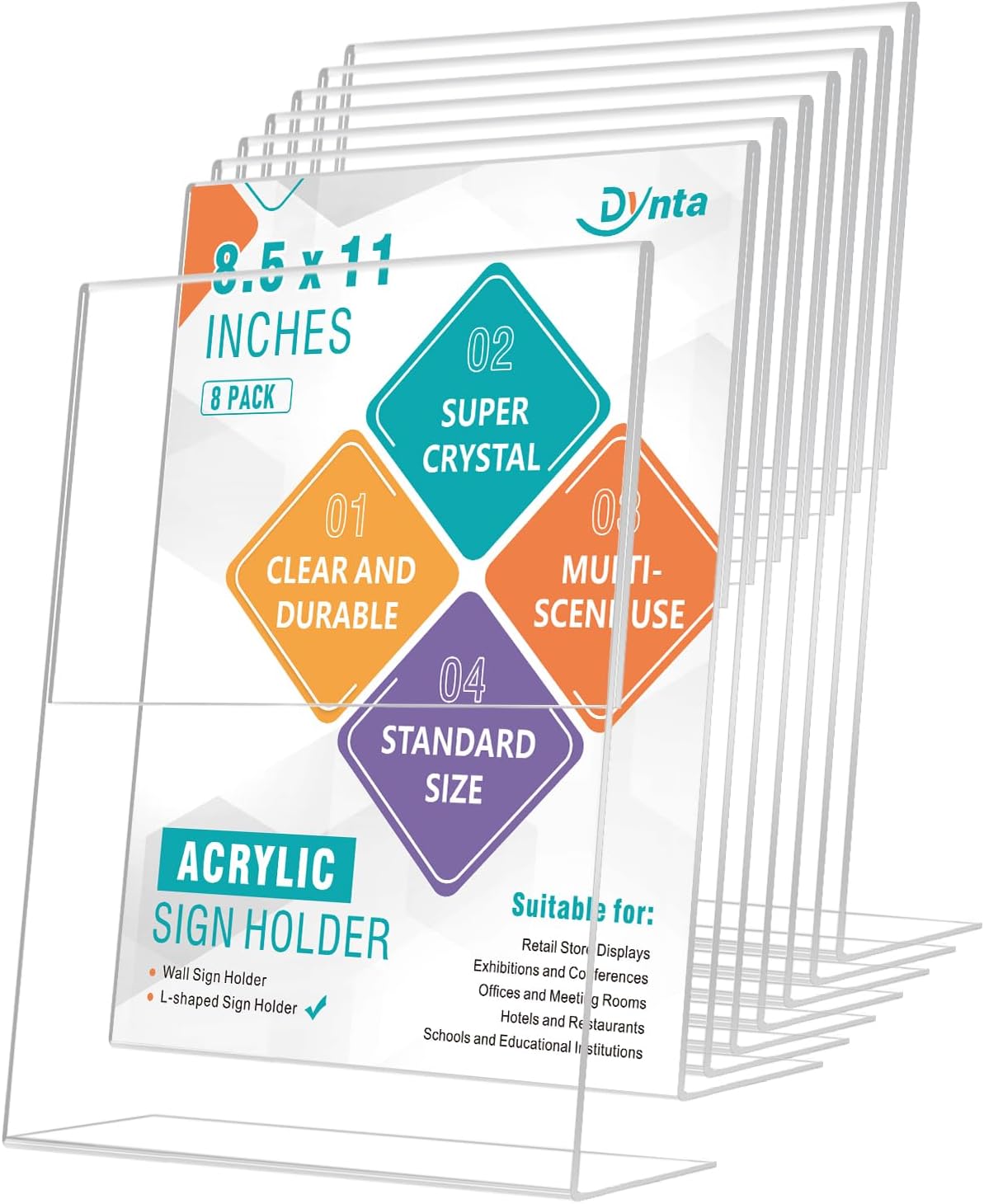 Amazon.com: Dynta Acrylic Sign Holder 8.5 x 11 Slanted Back Document ...