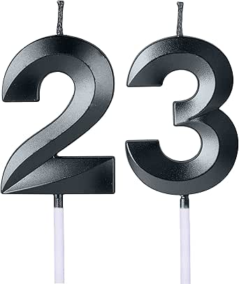 Amazon.com: Black 32nd & 23rd Birthday Candles for Cakes, Number 23 32 ...