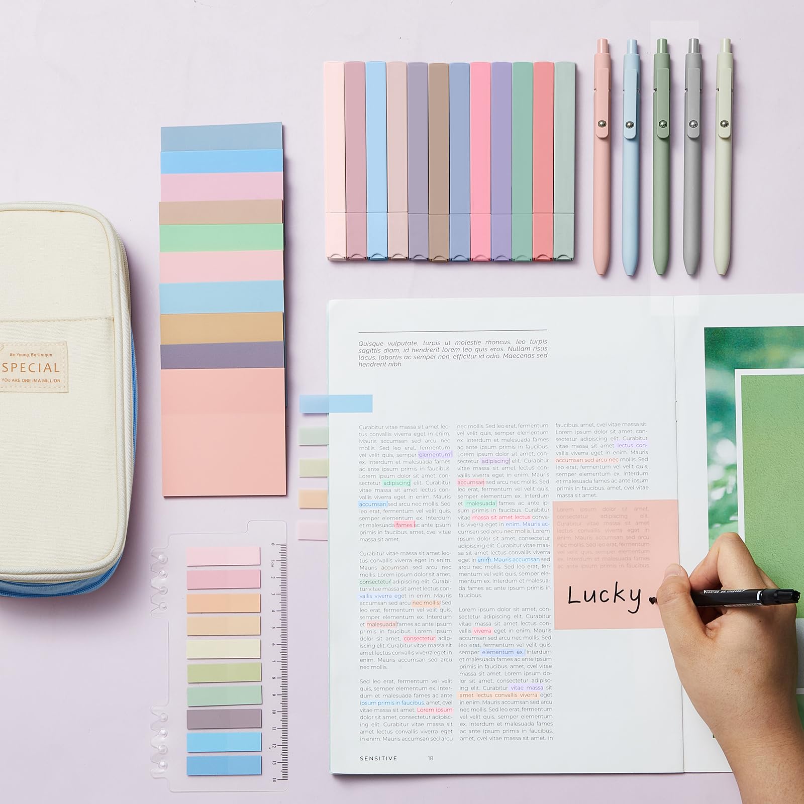 Snapklik.com : Jutom 39 Pcs Aesthetic Book Annotation Kit Highlighter