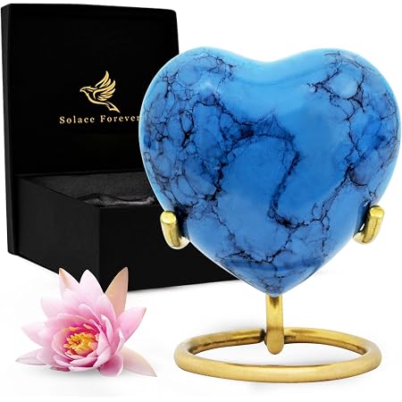 Amazon.com: Blue Heart Urn for Ashes - Heart Keepsake Urn with Stand ...