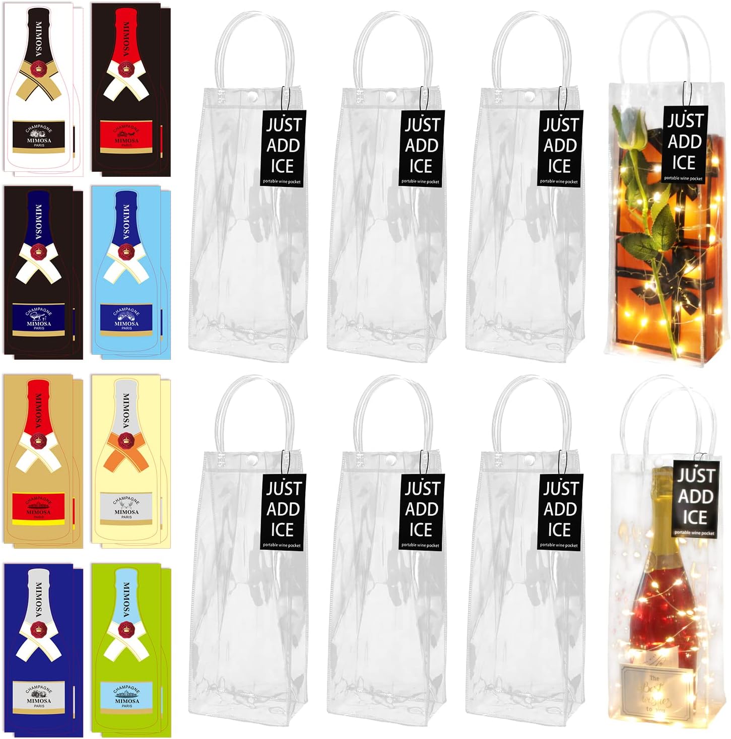 Amazon.com: 8 Packs Ice Wine Bag, Wine Gift Bags, Clear Custom Wine ...