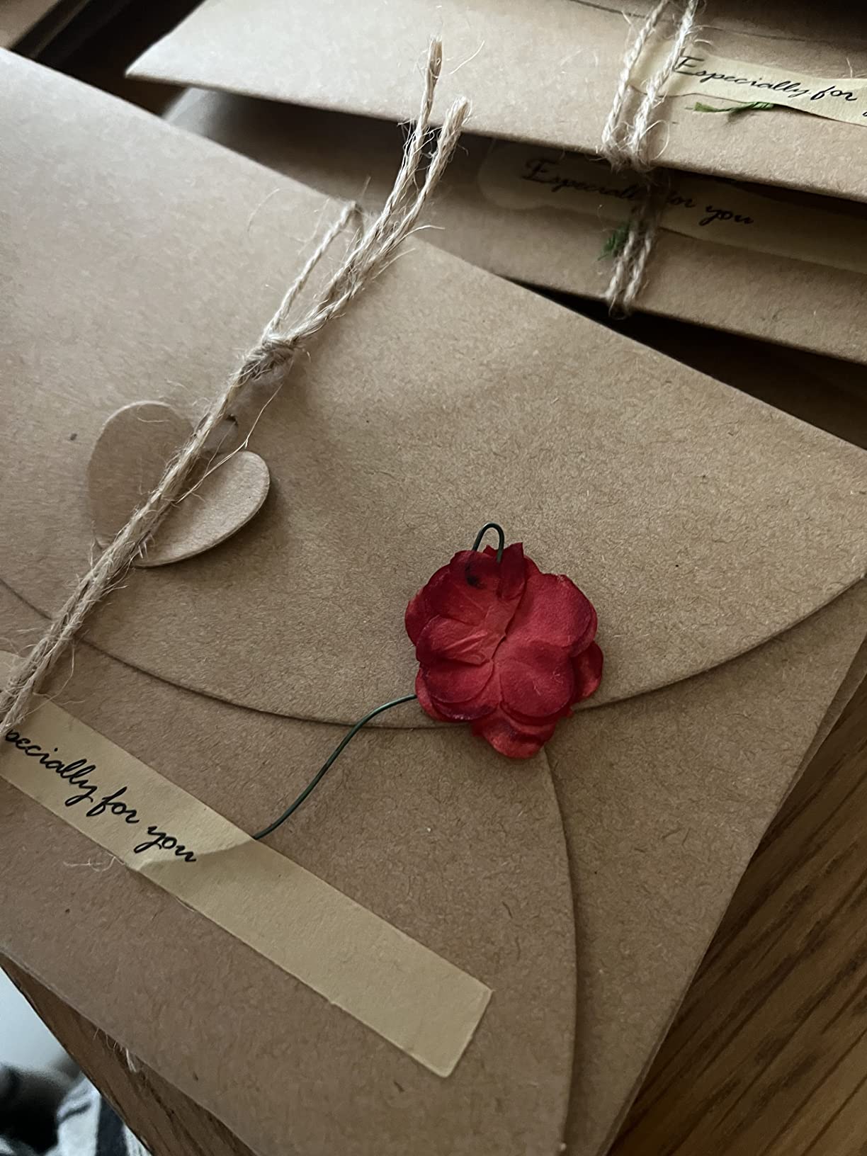 8 pcs dry flower greeting card envelopes, retro decorative greeting ...