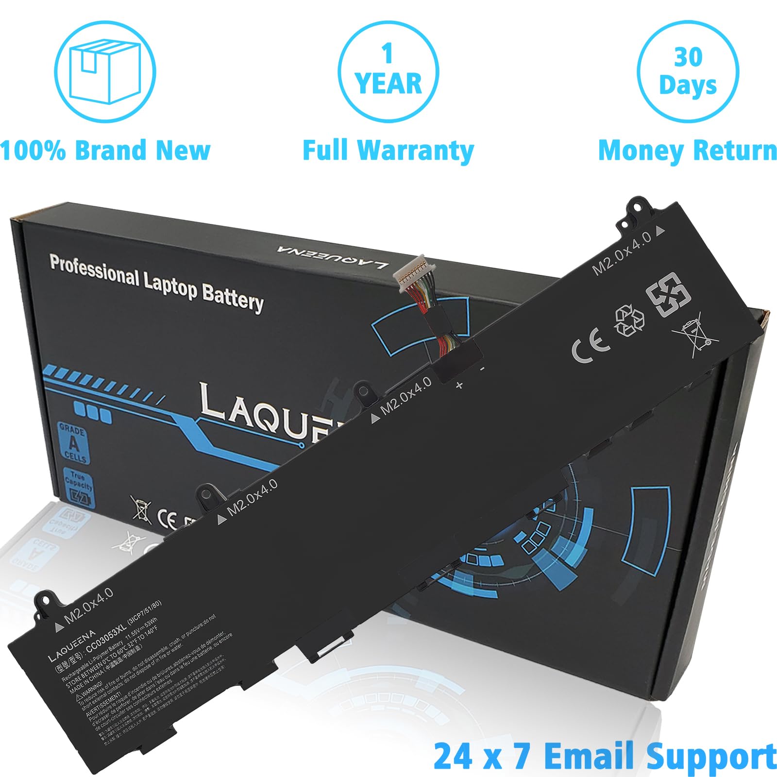 53Wh 11.55V 3-cell Battery CC03XL 53Wh Laptop Battery Replacement For HP EliteBook 830 835 840 ...