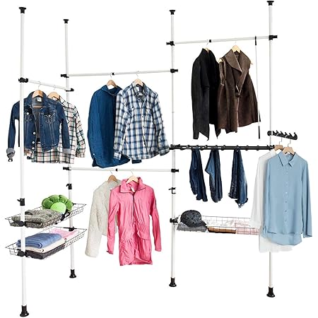 SoBuy® FRG38, Telescopic Wardrobe Organiser, Hanging Rail, Clothes Rack ...