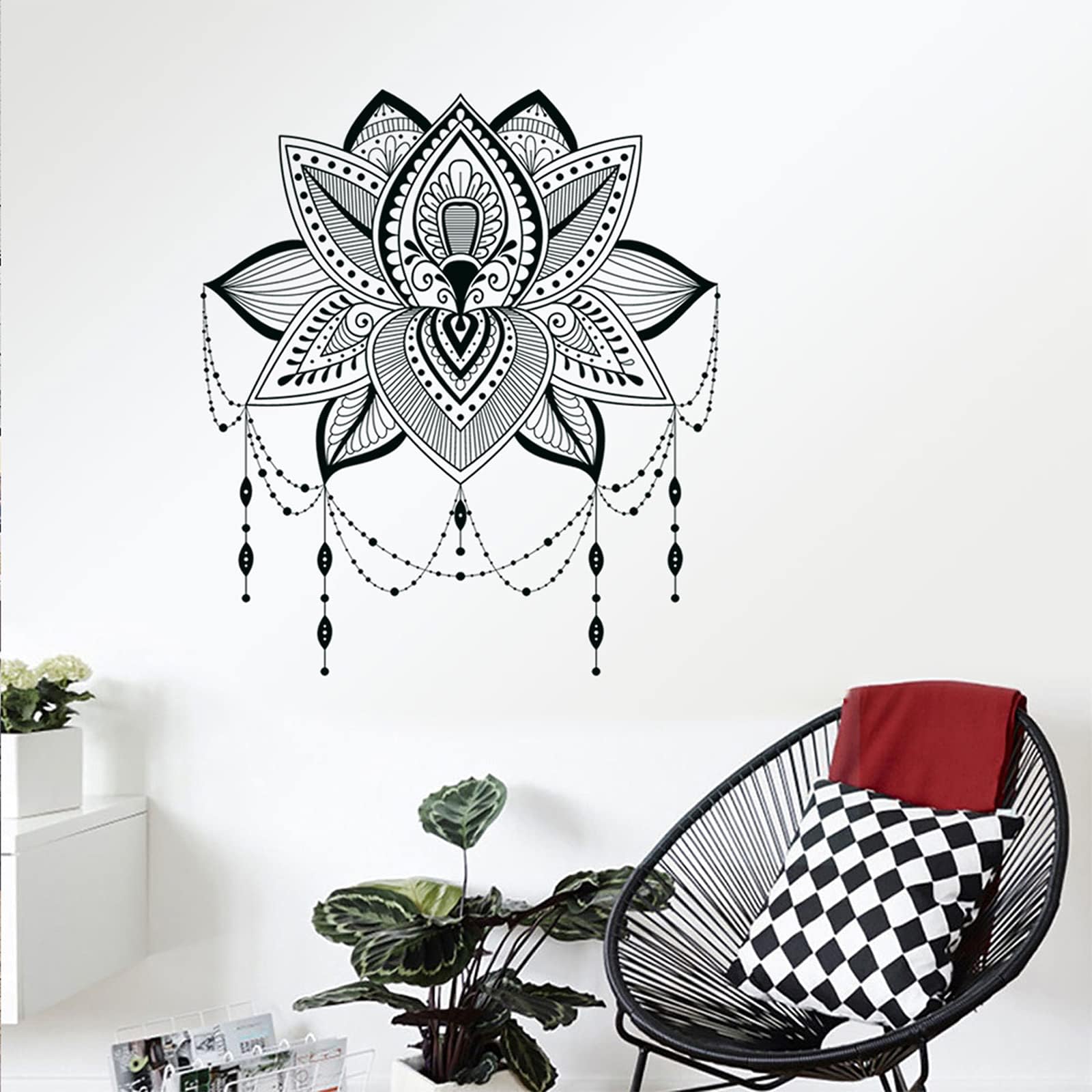 Mandala Lotus Wall Decal, Boho Indian Mandala Namaste Flower Wall ...