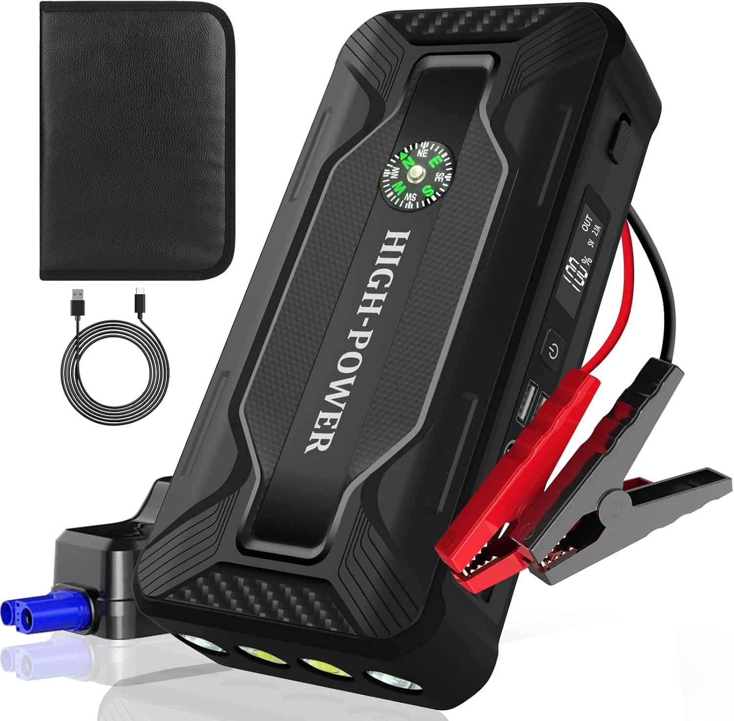 JAOPAE Car Jump Starter, Portable Booster Pack for Up to 8.5L Gas & 8 ...
