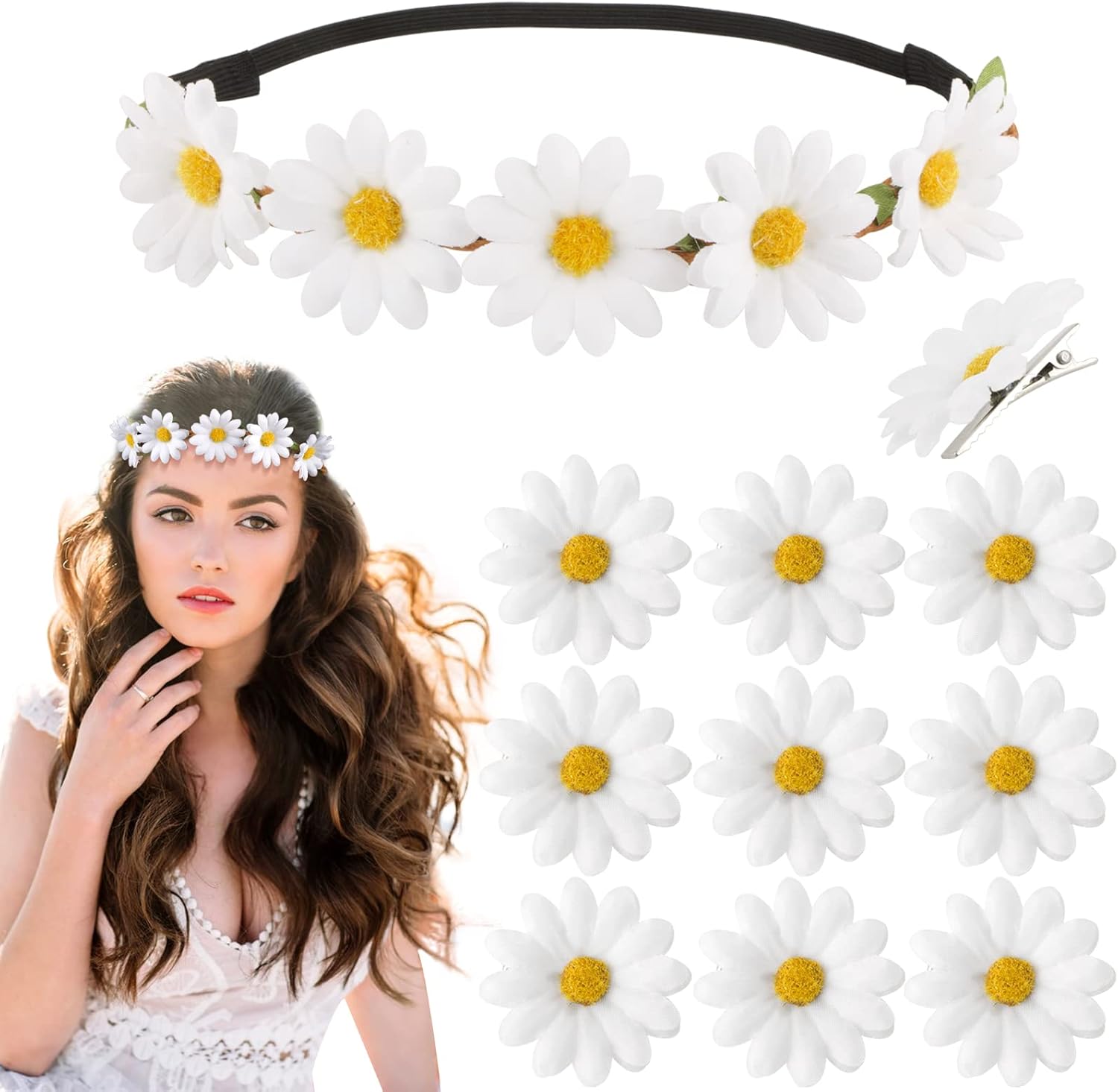 Daisy Flower Headband Daisy Flower Crown Boho Floral Hair Wreath ...