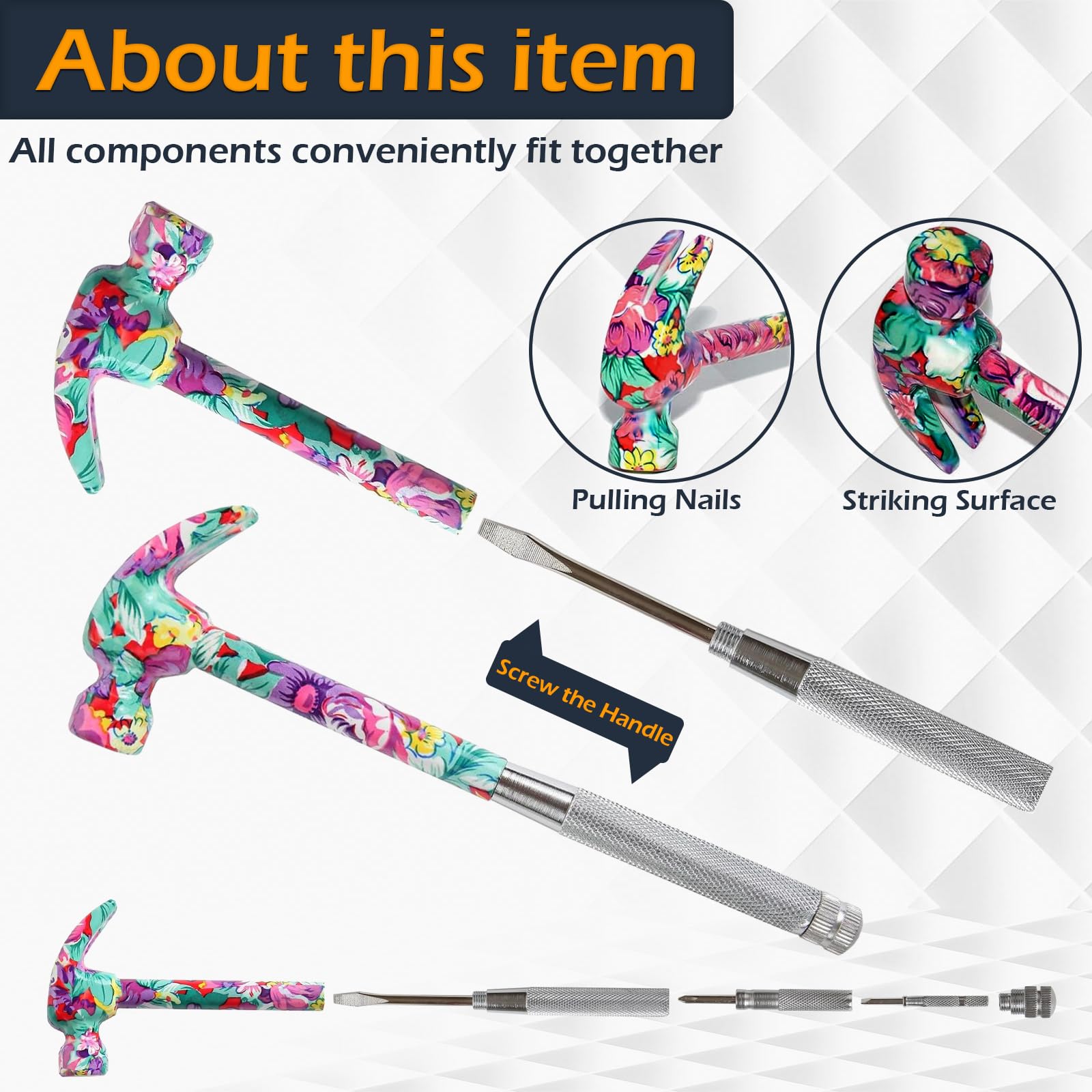 Gold Hammer 6 In 1 Flower Hammer & Screwdriver Tool, All In One ...
