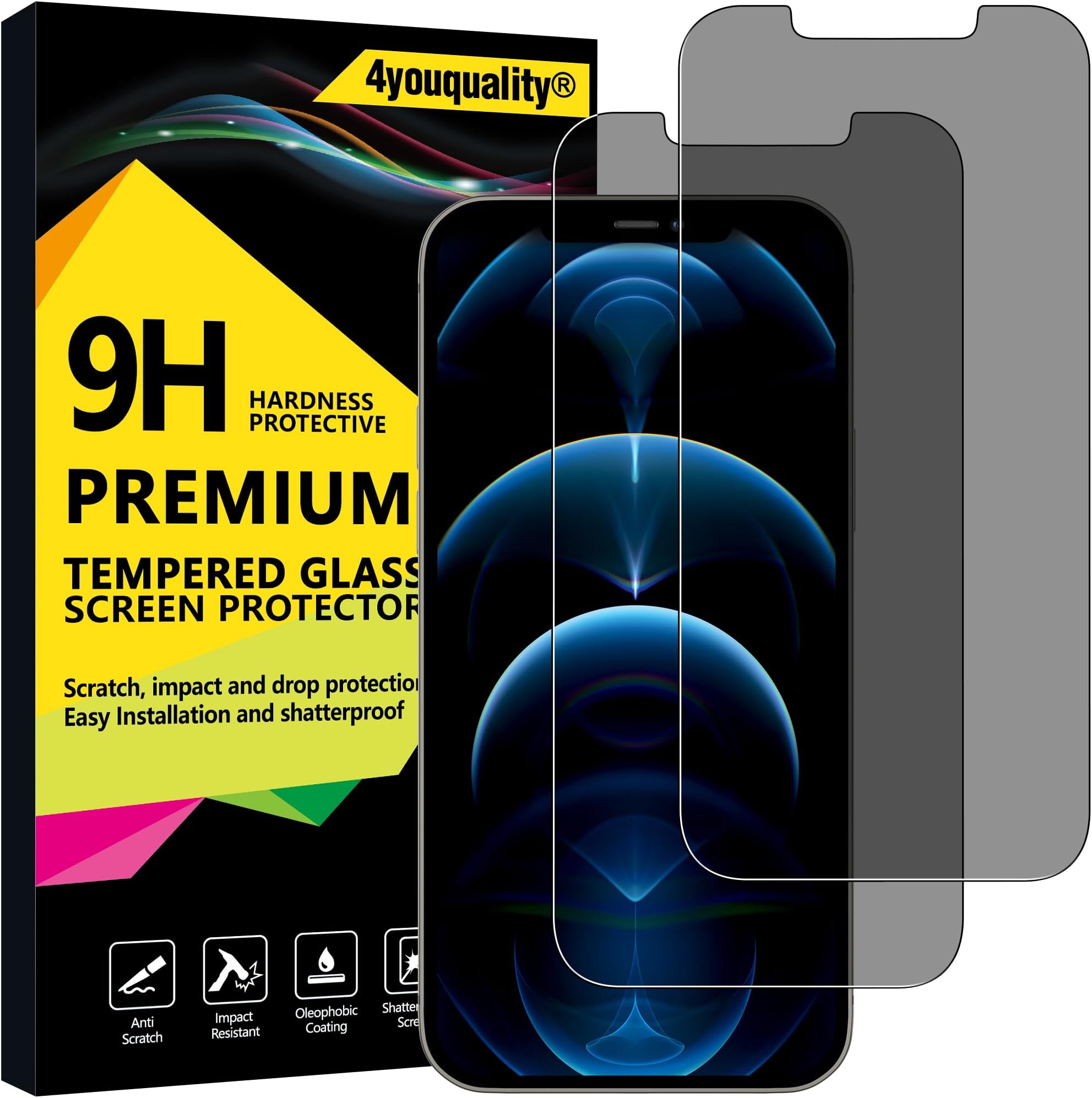4youquality Privacy Screen Protector for iPhone 12 Pro Max (6.7-Inch ...