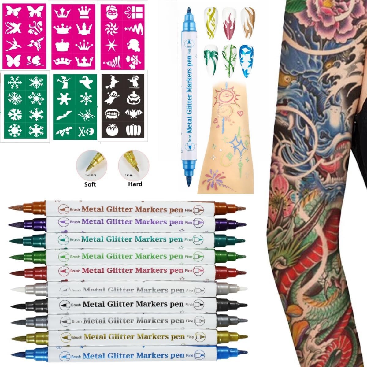 Amazon.com : Temporary Tattoo Pen: Tattoo Markers For Skin, Comes With ...
