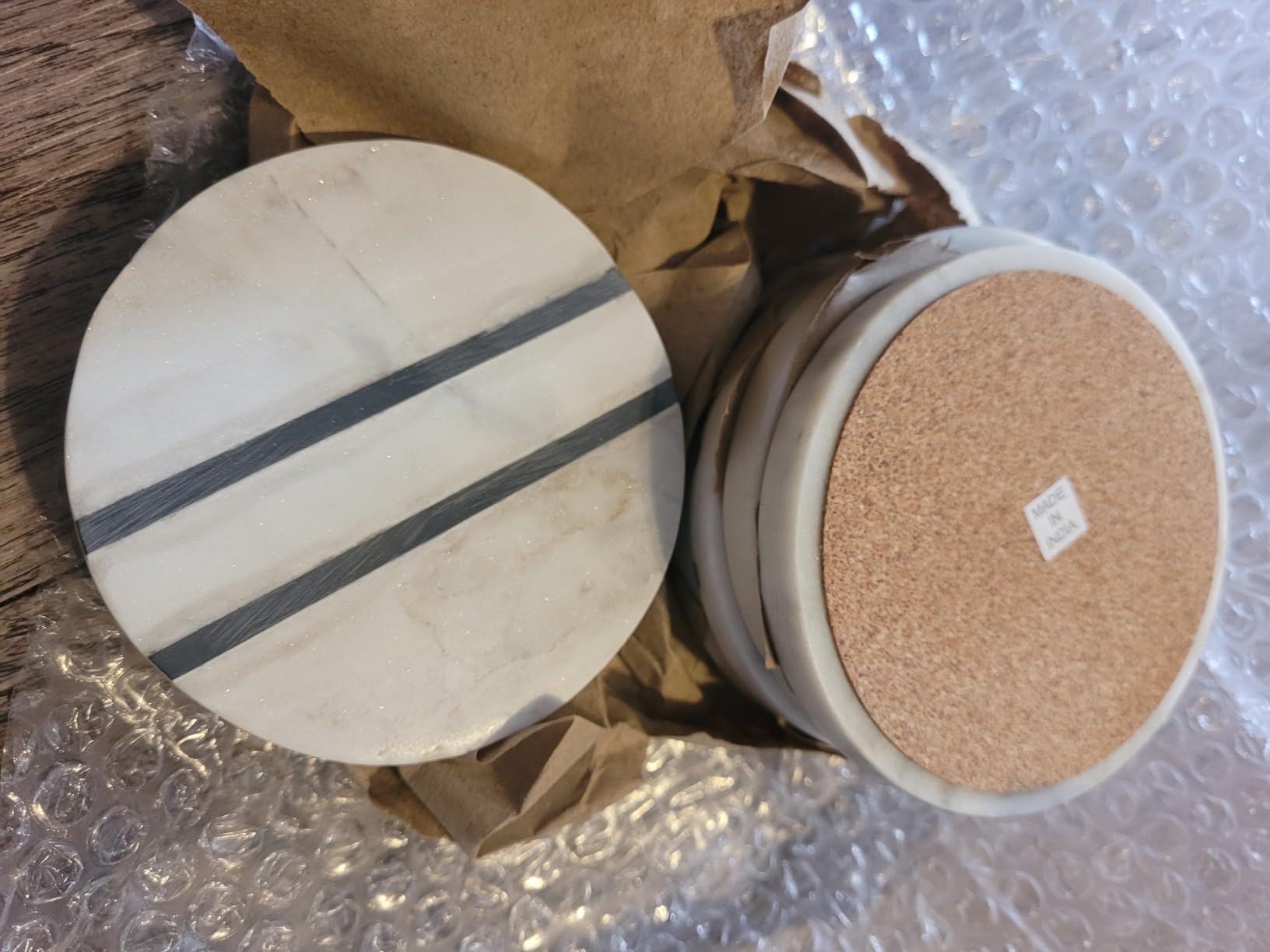 Amazon.com: GoCraft White Marble Coasters with Black Marble Inlay ...