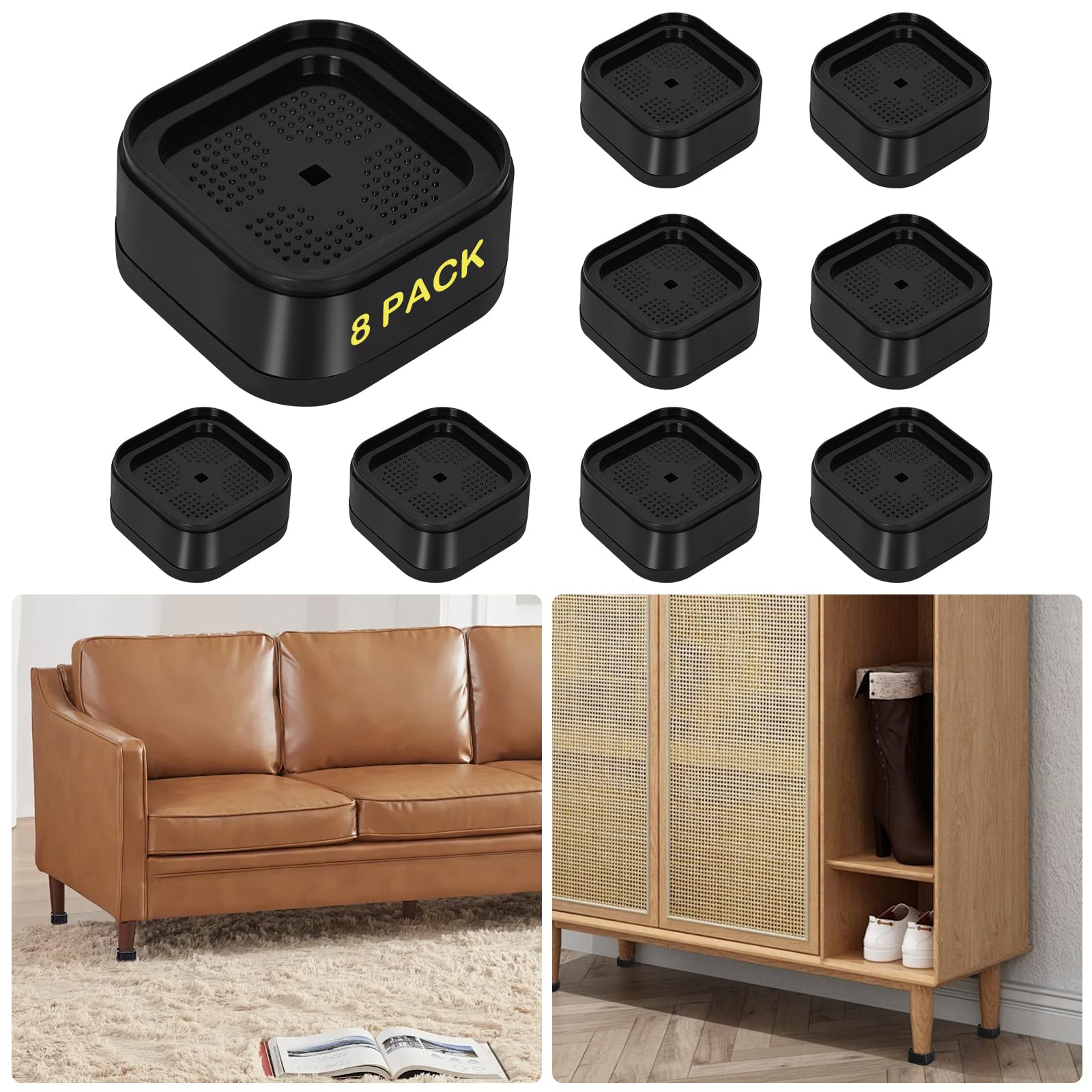 Amazon.com: YUANQIZHU 8 Pack Furniture Risers Adjustable Bed Risers 1 ...