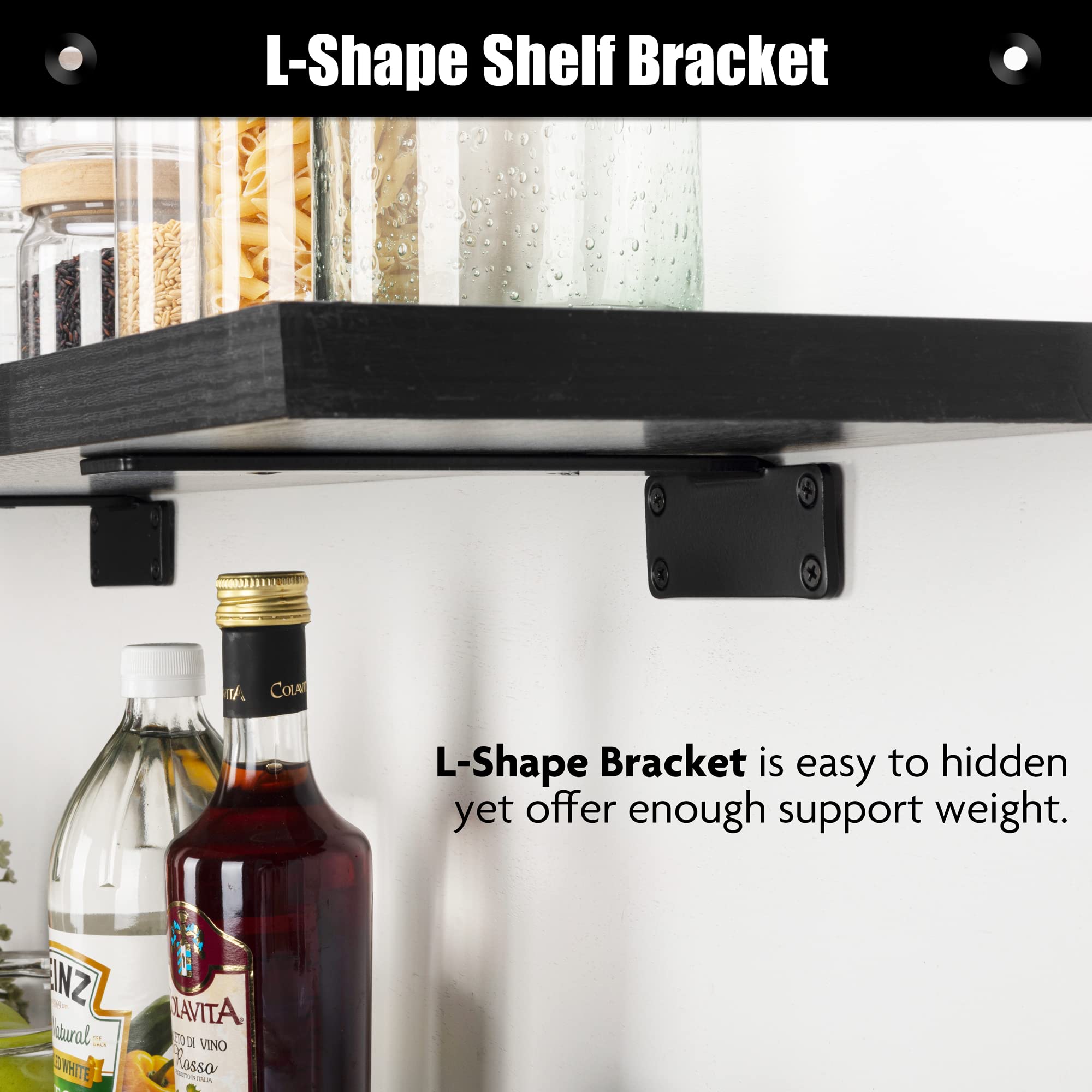 Snapklik.com : Shelf Brackets 8 Inch, 6 Pack Heavy Duty Floating Hidden ...