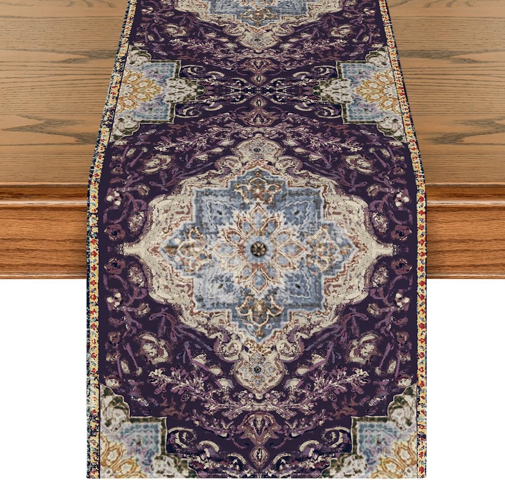 Amazon.com: Artoid Mode Boho Bohemia Style Purple Table Runner, Country ...