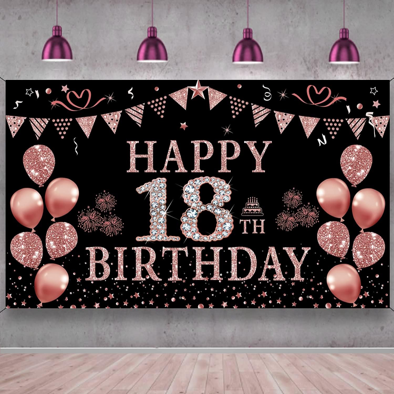 Yuanbigtai Happy 18th Birthday Banner,18th Birthday Decorations for ...