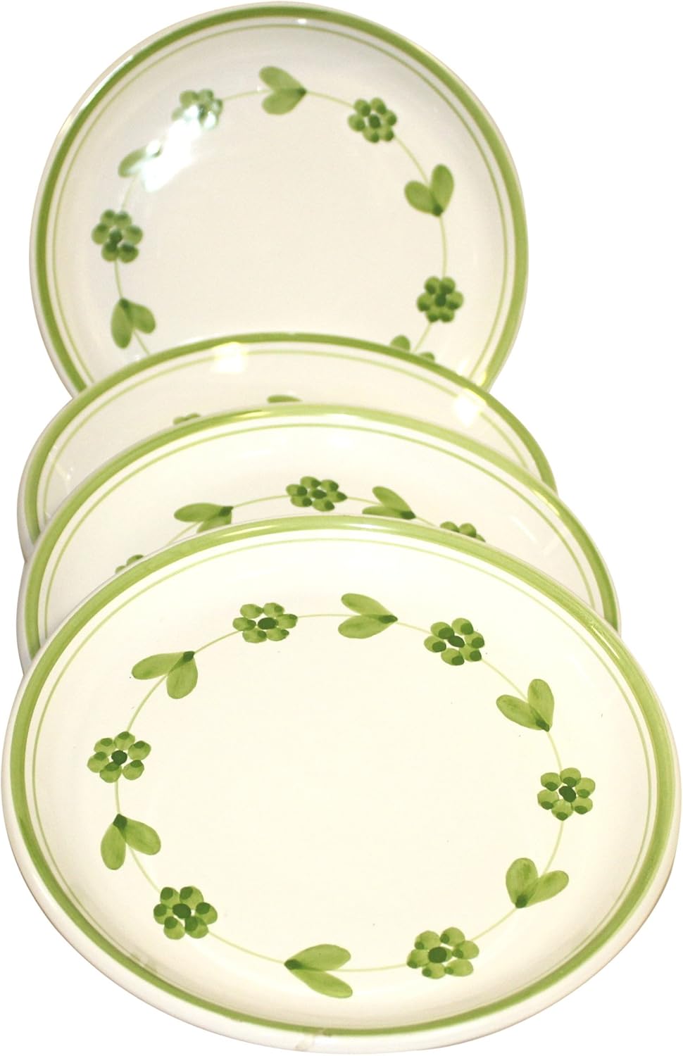 Amazon.com | Caleca Pervinca Green 4-Piece Dinner Plate Set, Service ...