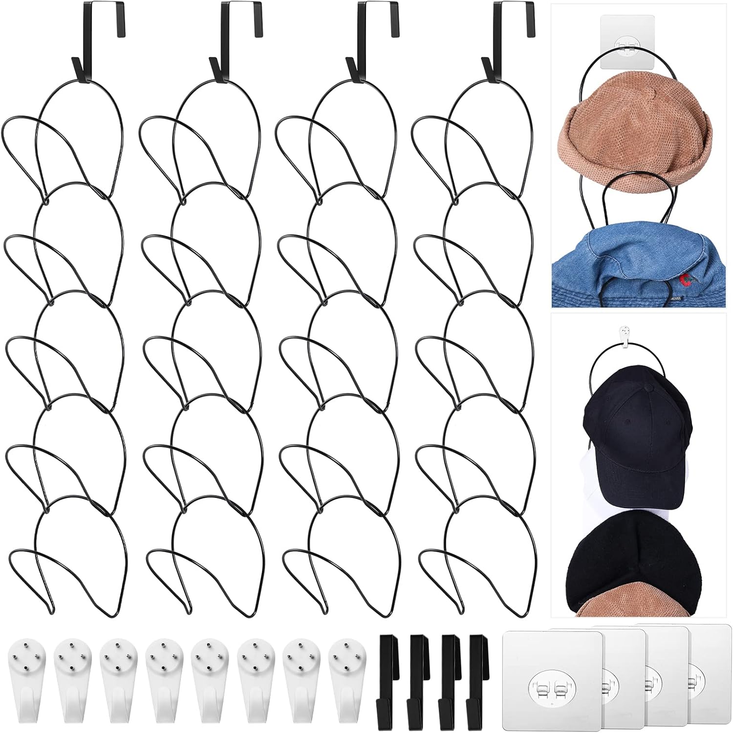 Amazon.com: Kenning 20 Pcs Hat Rack Hanger Holder Organizer and Hooks ...