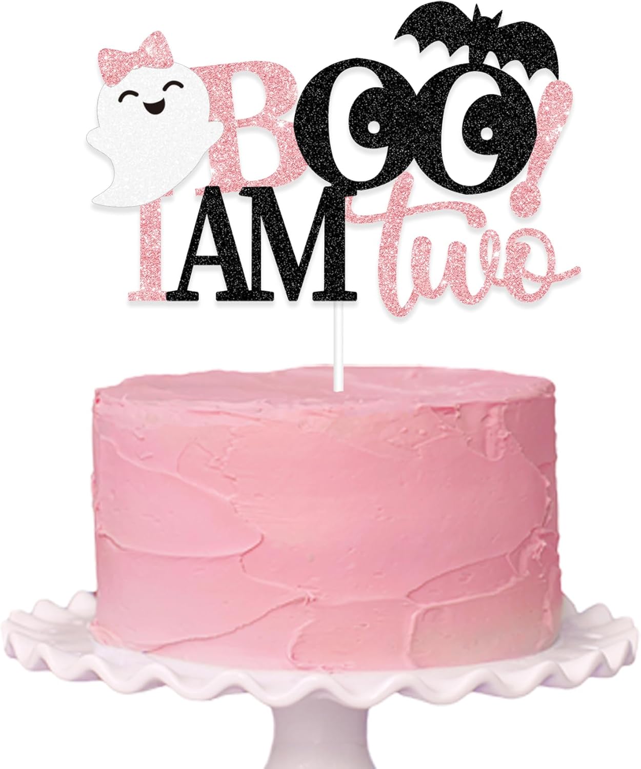 Amazon.com: Boo I'm Two Cake Topper Pink Black Glitter- Girls Halloween ...