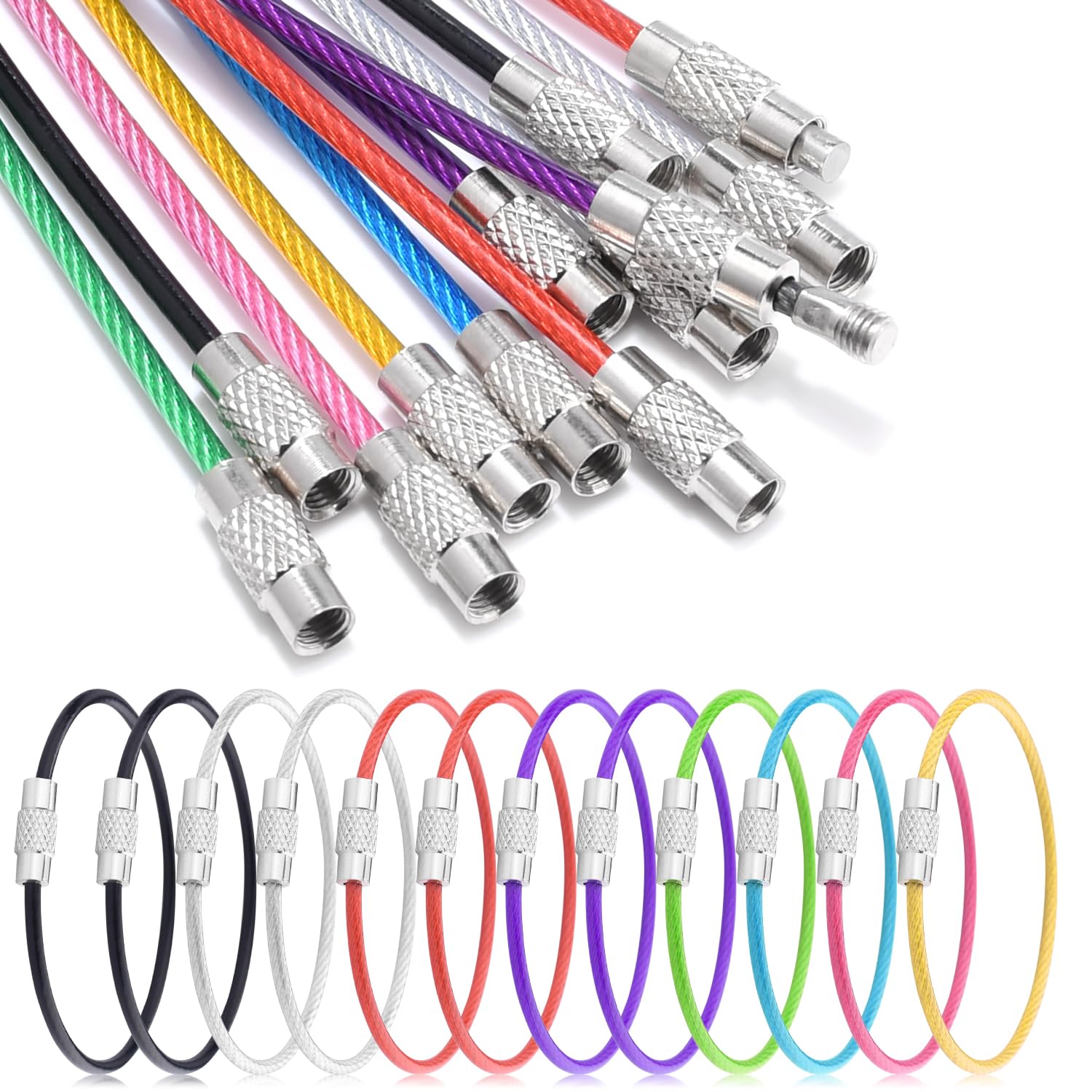 Amazon.com: ManTangSun 12 Pack Flexible Key Chain Rings Wire Keychain ...