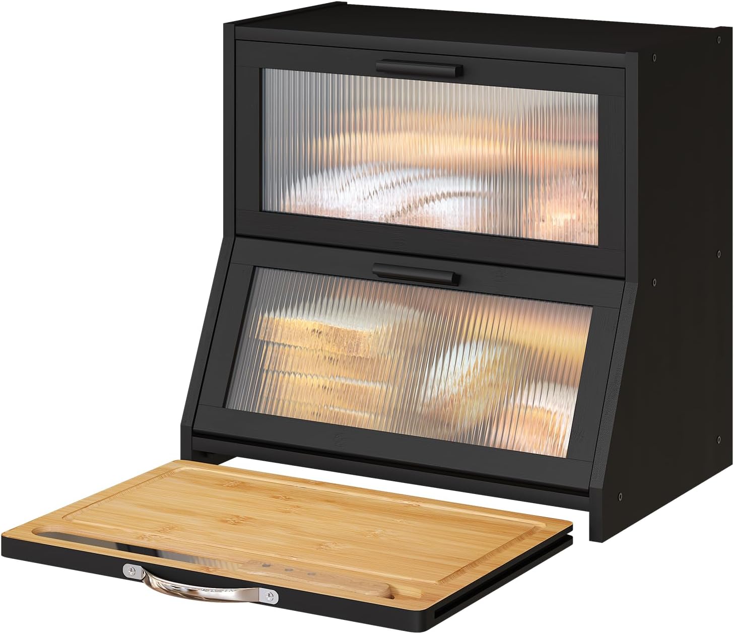 Amazon.com: viewcare Bread Box for Kitchen Counter, Black Bread Box ...