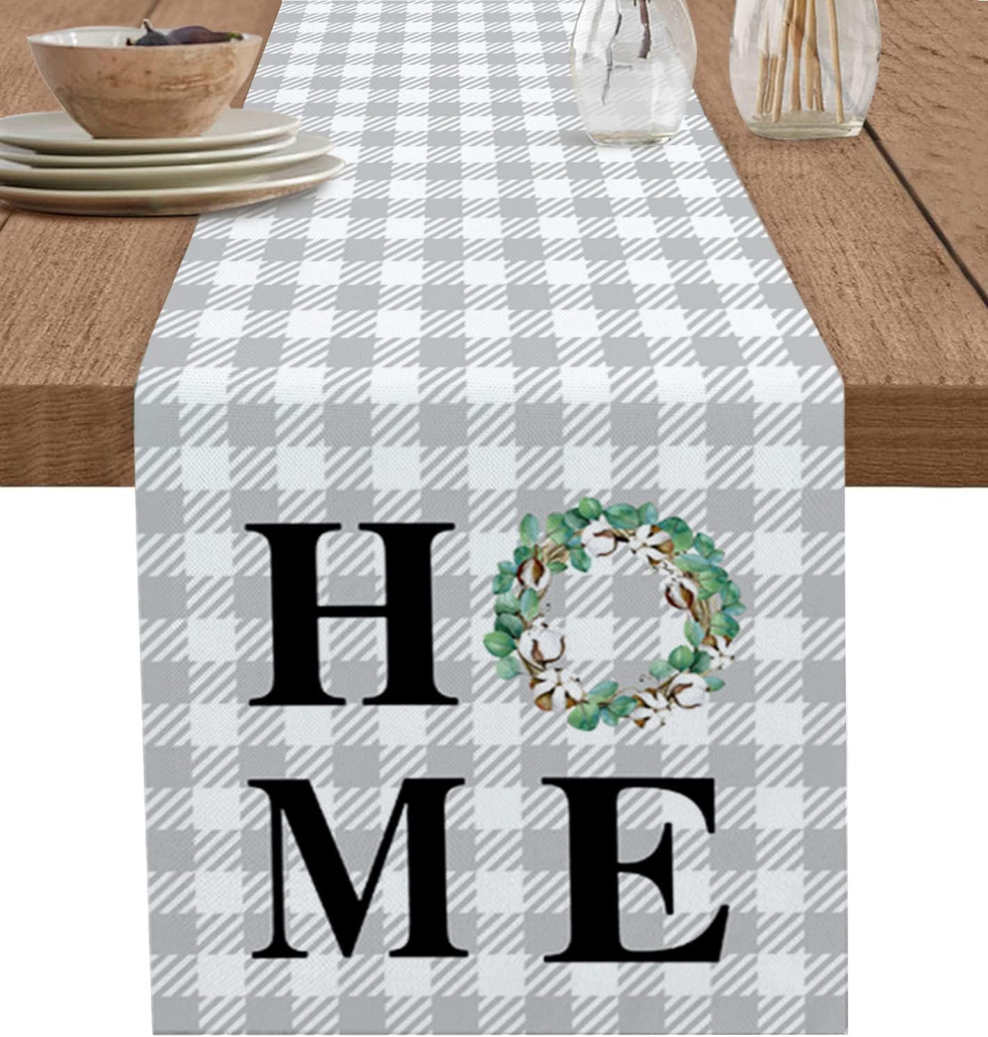 Amazon.com: Cotton Linen Dining Table Runner 60 Inches Long, Watercolor ...