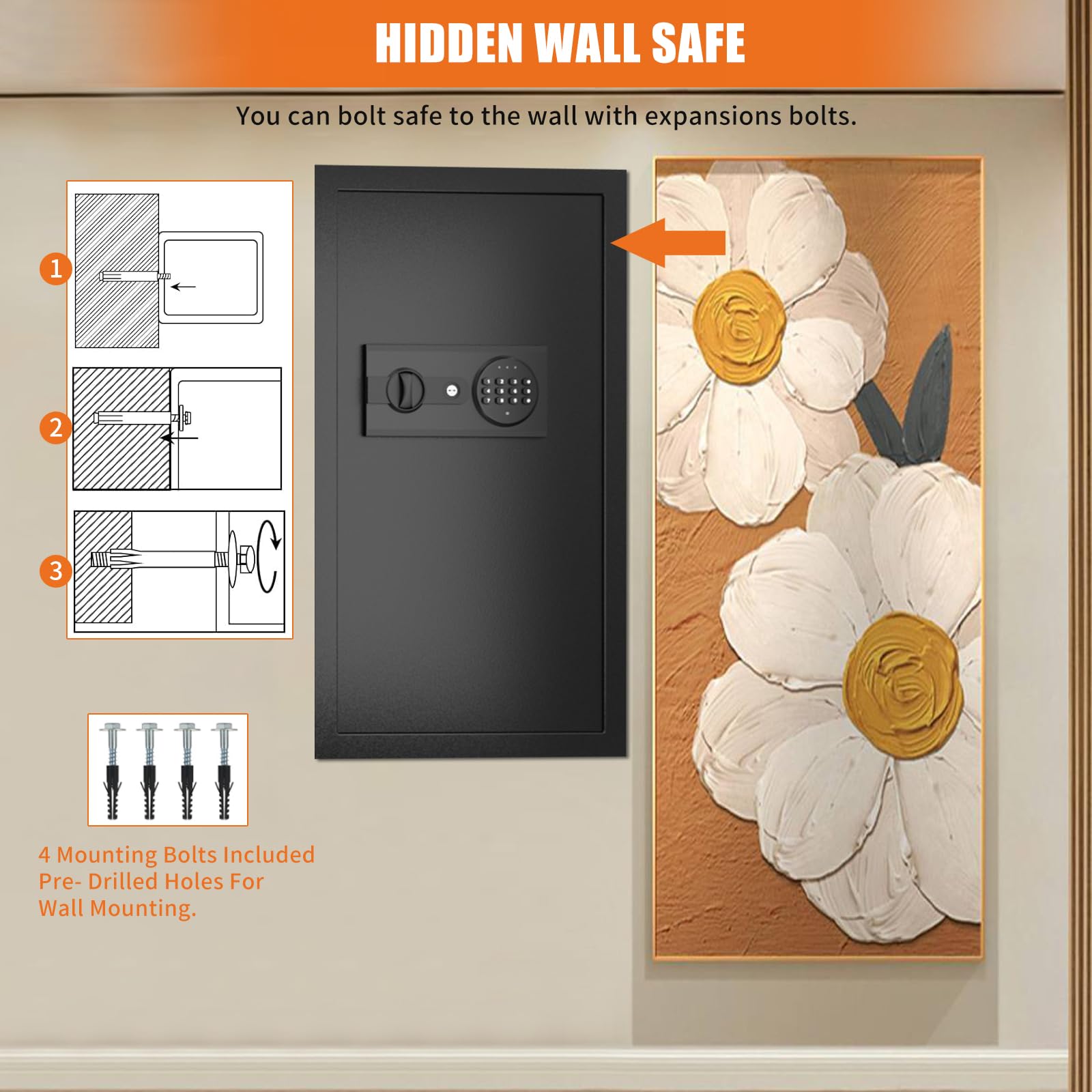 Snapklik.com : 26" Tall Fireproof Wall Safe Between Studs Hidden Gun ...