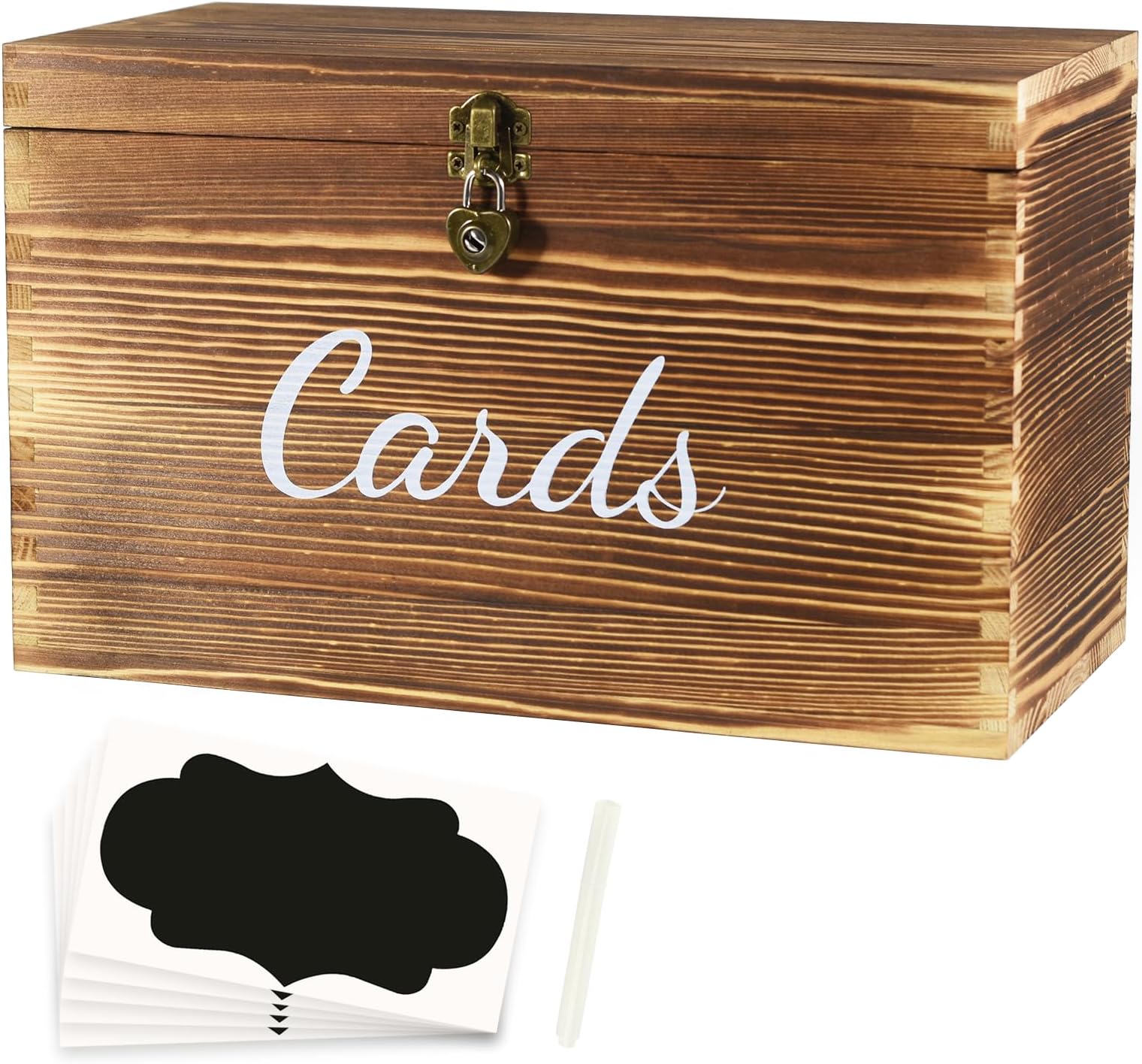 Amazon.com: MyGift Wedding Card Box - Rustic Burnt Brown Wood Reception ...