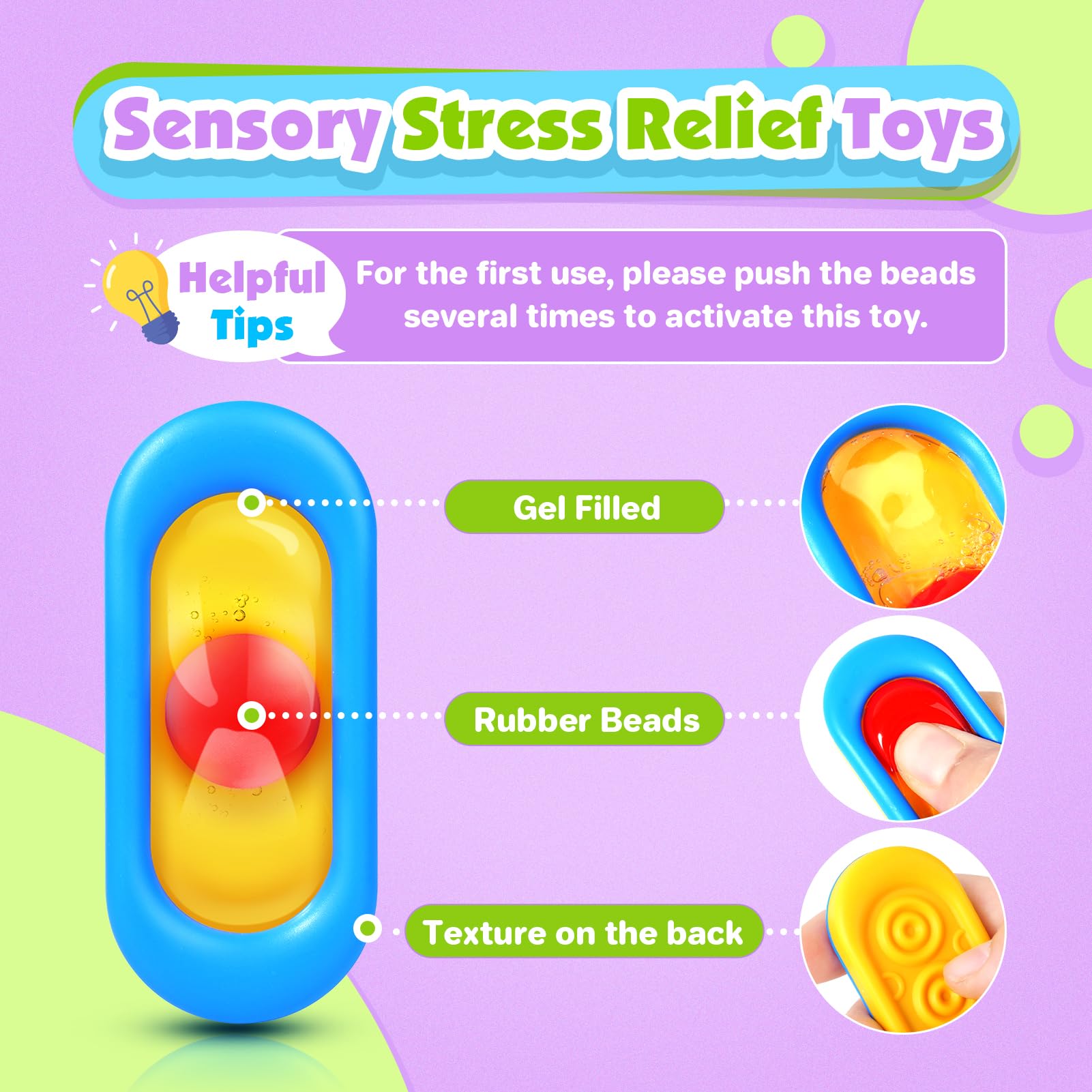Snapklik.com : Sensory Marble Fidget For Kids Classroom- 18 Pack Gel ...