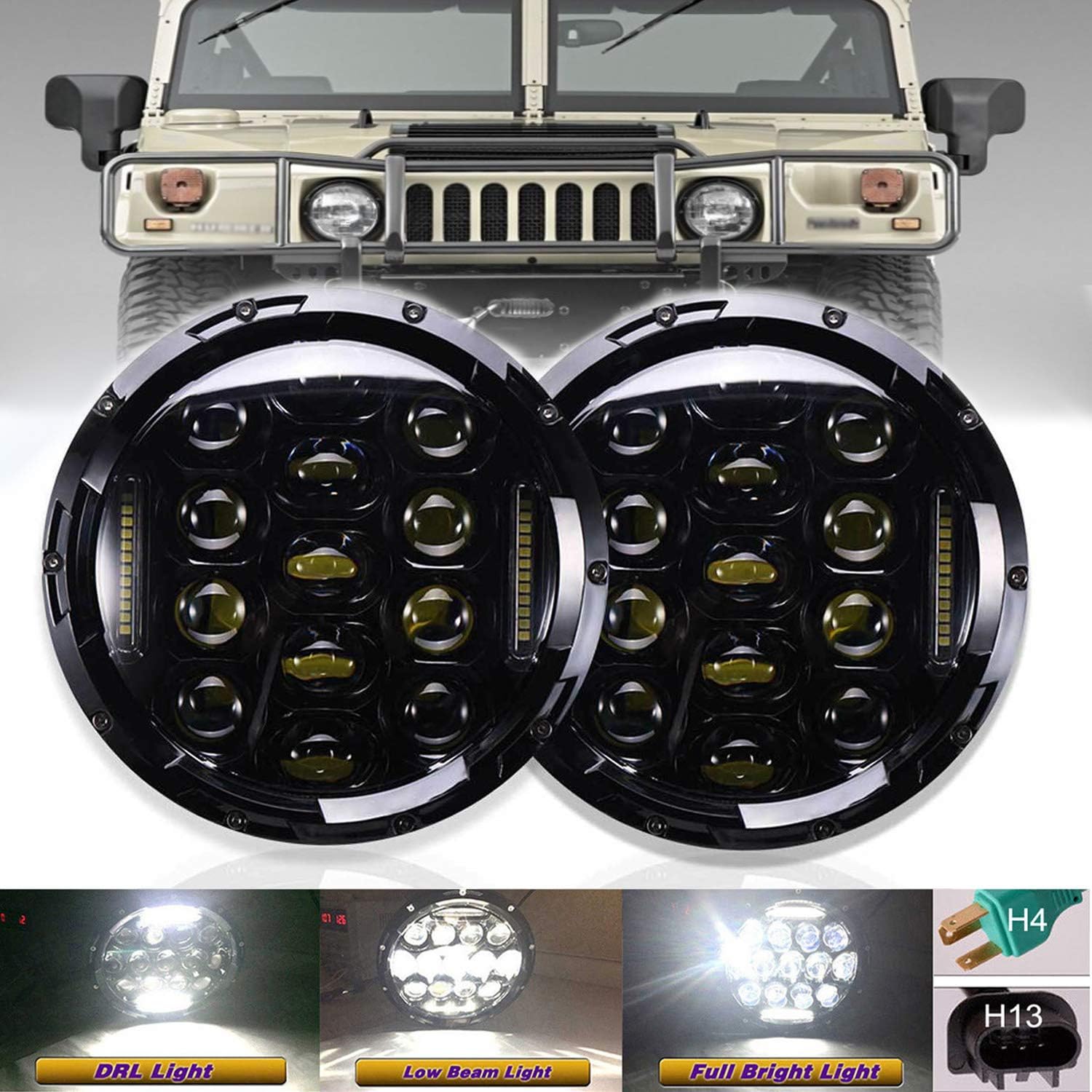 Amazon.com: For Hummer H1 H2 H3 H3T Jeep Wrangler 7" Inch 150W Round ...