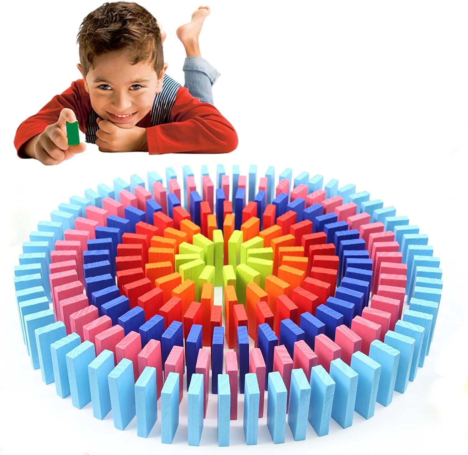 Toy ImagineTM 60 pcs Colorful Wooden Domino Block Set for Kids ...