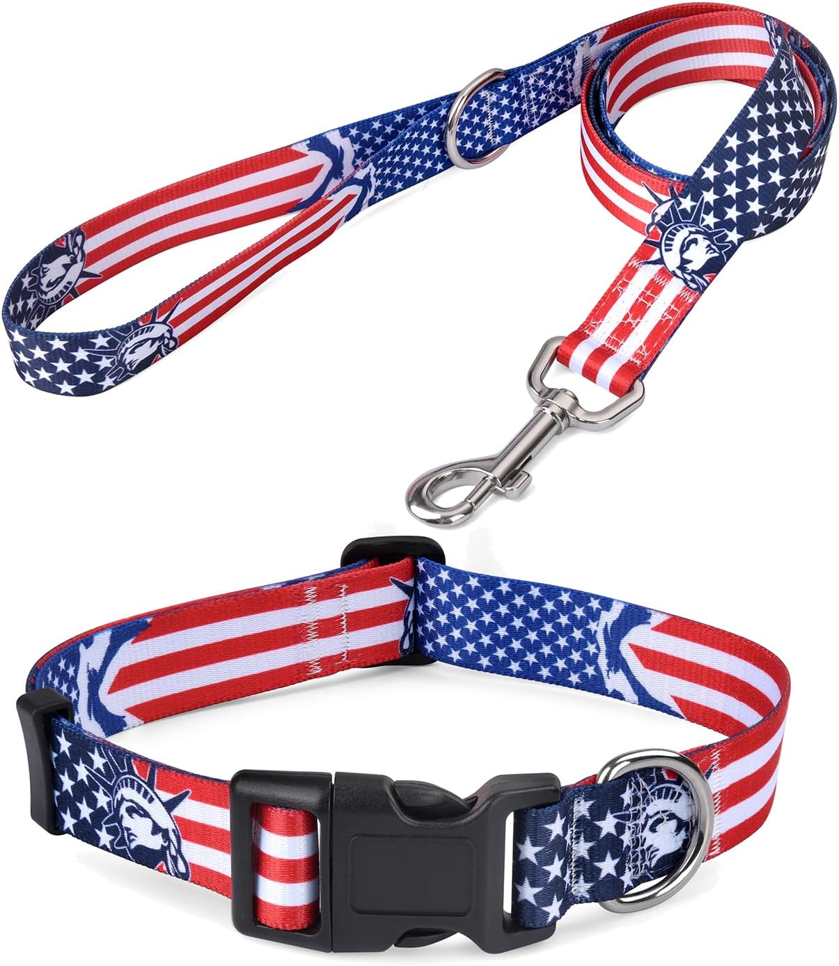 Amazon.com : HQYDDMI American Flag Dog Collar & Leash Set - Patriotic ...