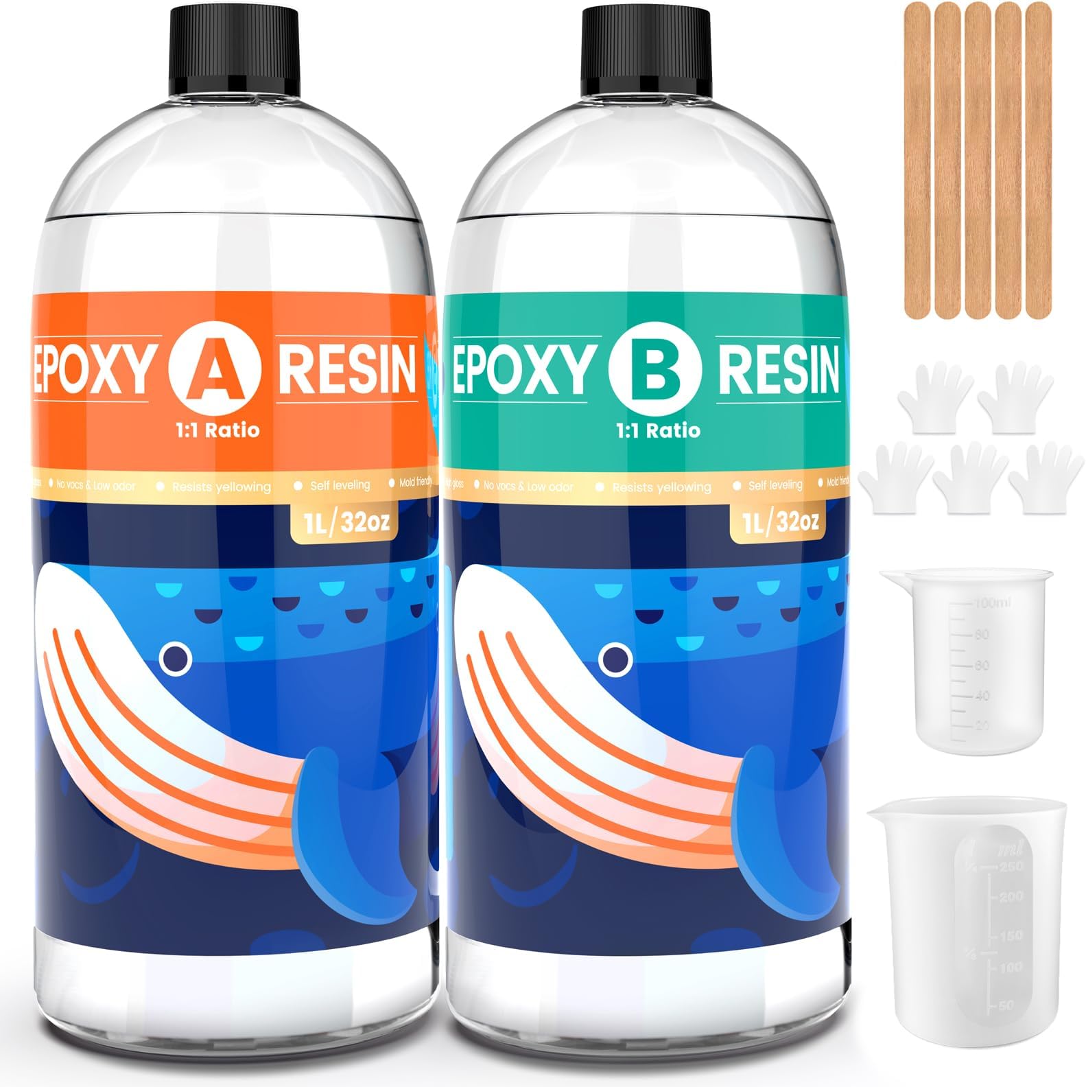 Epoxy Resin and Hardener Kit - 4L / 135oz Art Resin, Crystal Clear ...