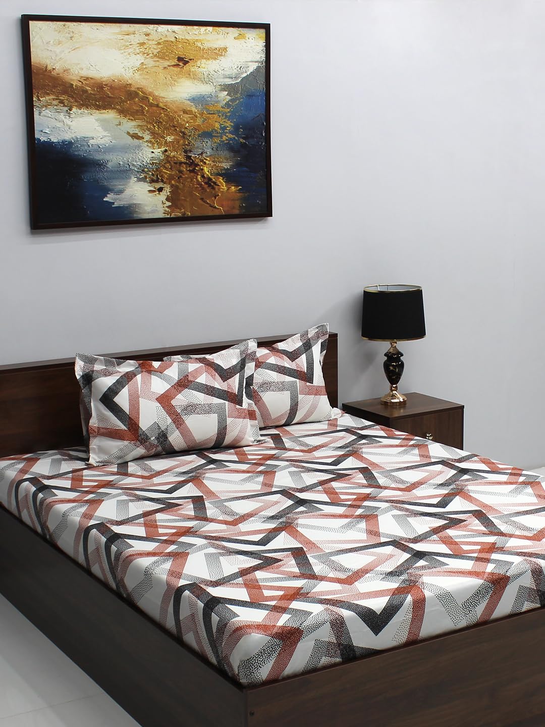 Buy Raymond Home Jazzy Cotton Rich 120 TC Double Bedsheet with 2 Pillow ...