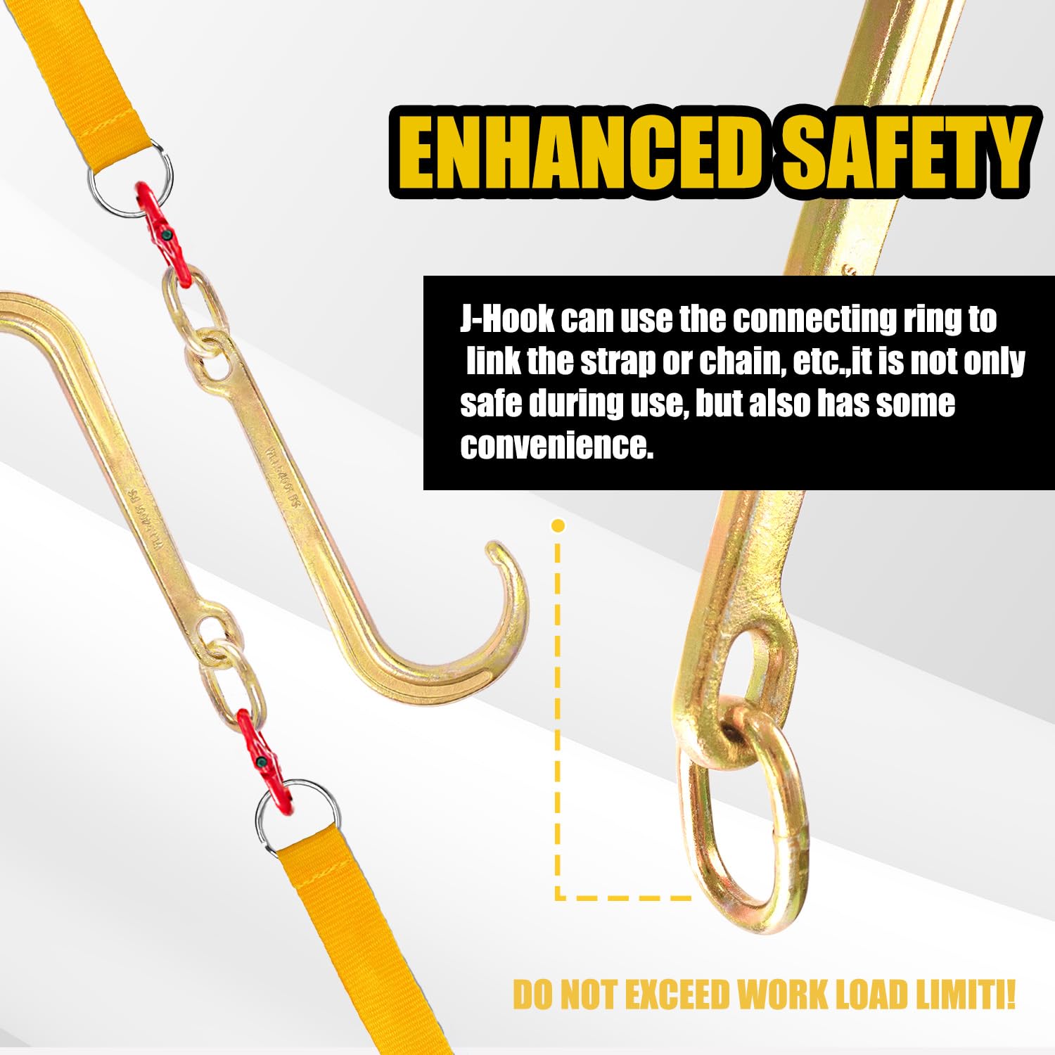 Snapklik.com : 2 Pack 15 Inch G70 J Hook Heavy Duty Towing Hooks