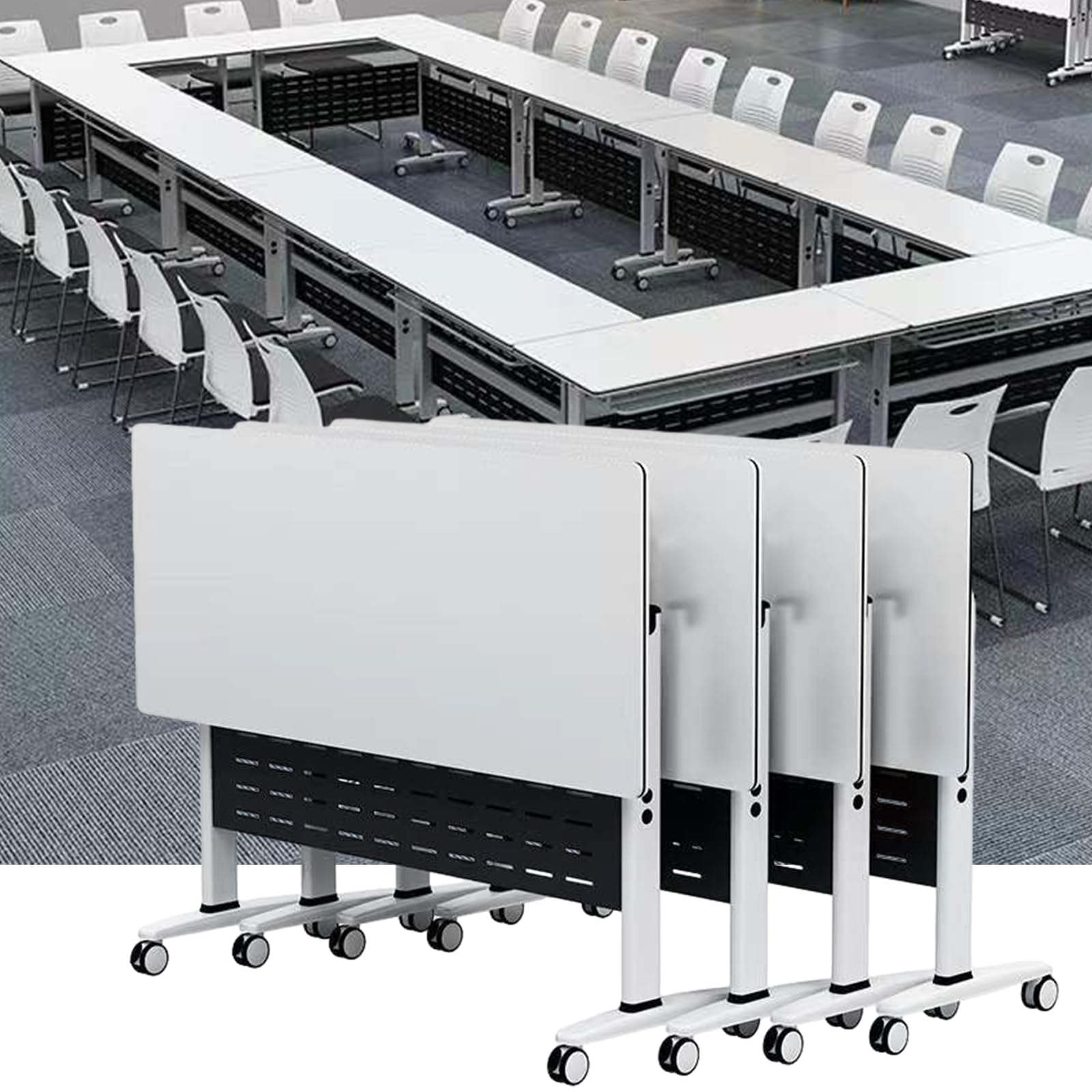 Amazon.com: Ysjndasm 4 Pack Conference Table - Modern White Conference ...