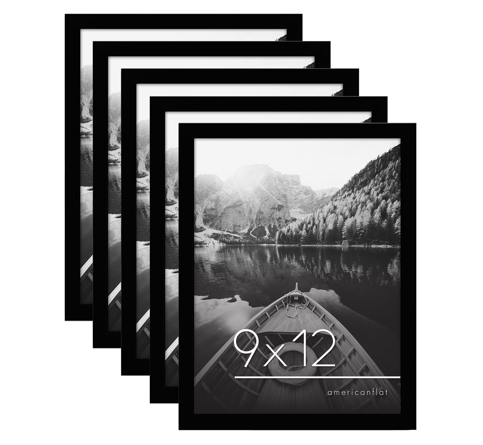 Amazon.com: Americanflat 9x12 Picture Frame Set of 5 in Black - Picture ...