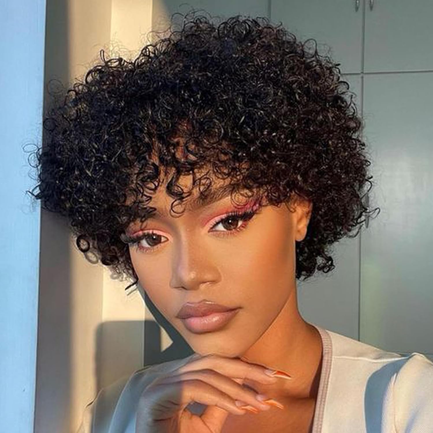 Amazon.com: Short Curly Wigs for Black Women Human Hair Glueless Pixie ...