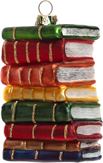 Amazon.com: 2 Count Hand Blown Glass Book Ornaments for Christmas Tree ...